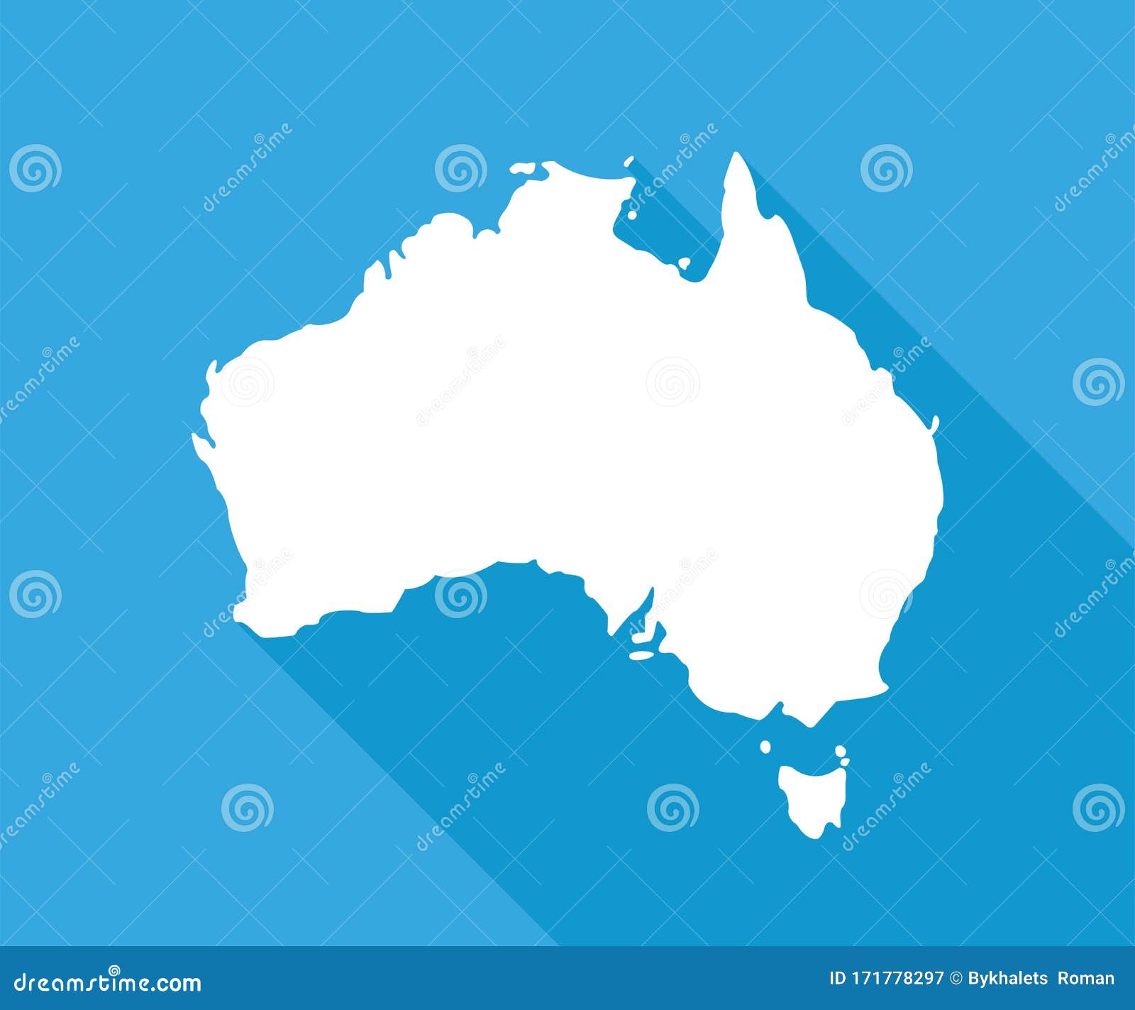 Australia Map with Shadow on Blue Background. Australia Illustration ...