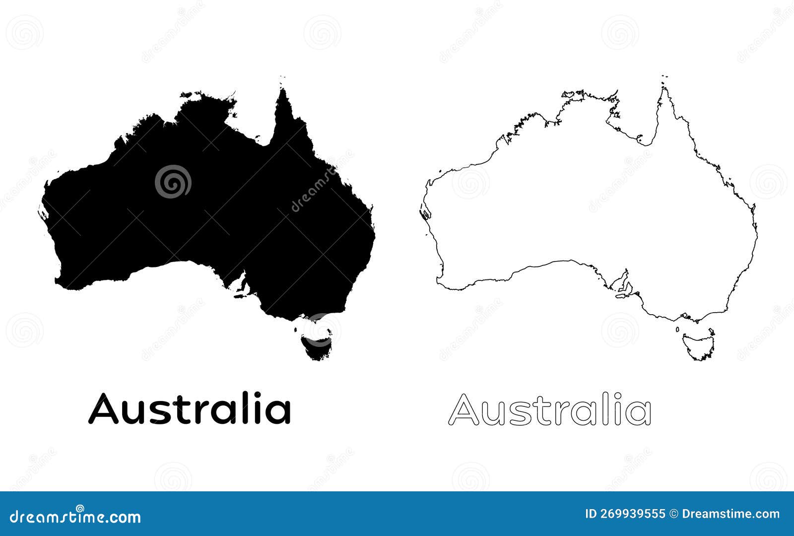 Australia map silhouette stock vector. Illustration of outline - 269939555