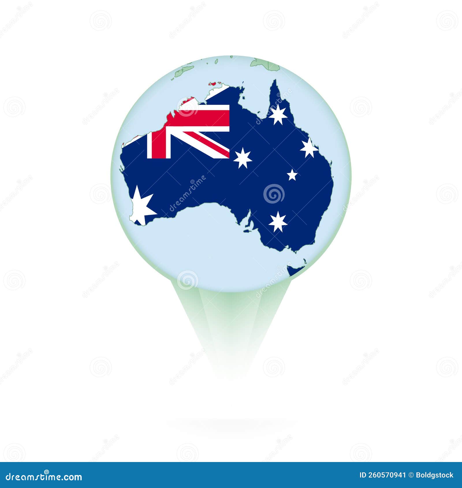 Australia Map, Stylish Location Icon with Australia Map and Flag Stock ...