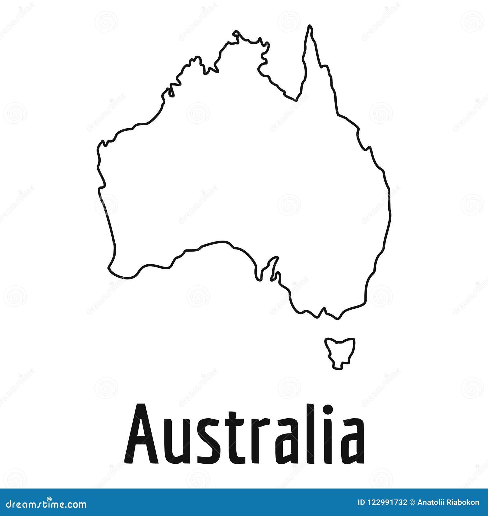 Australia Map Thin Line Simple Stock Illustration - Illustration of ...