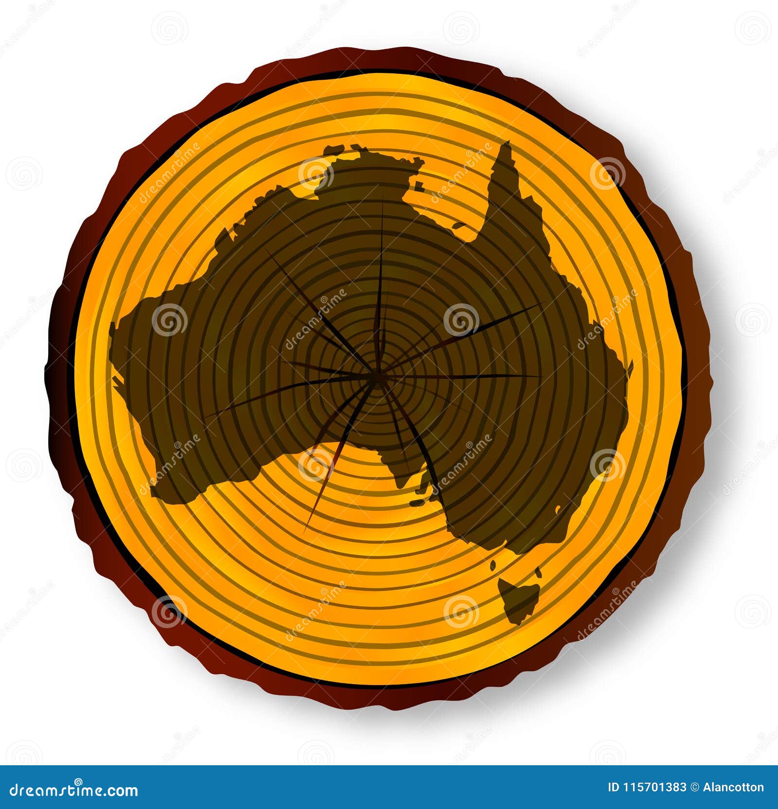 Australia Map on Timber Section Stock Vector - Illustration of grain ...