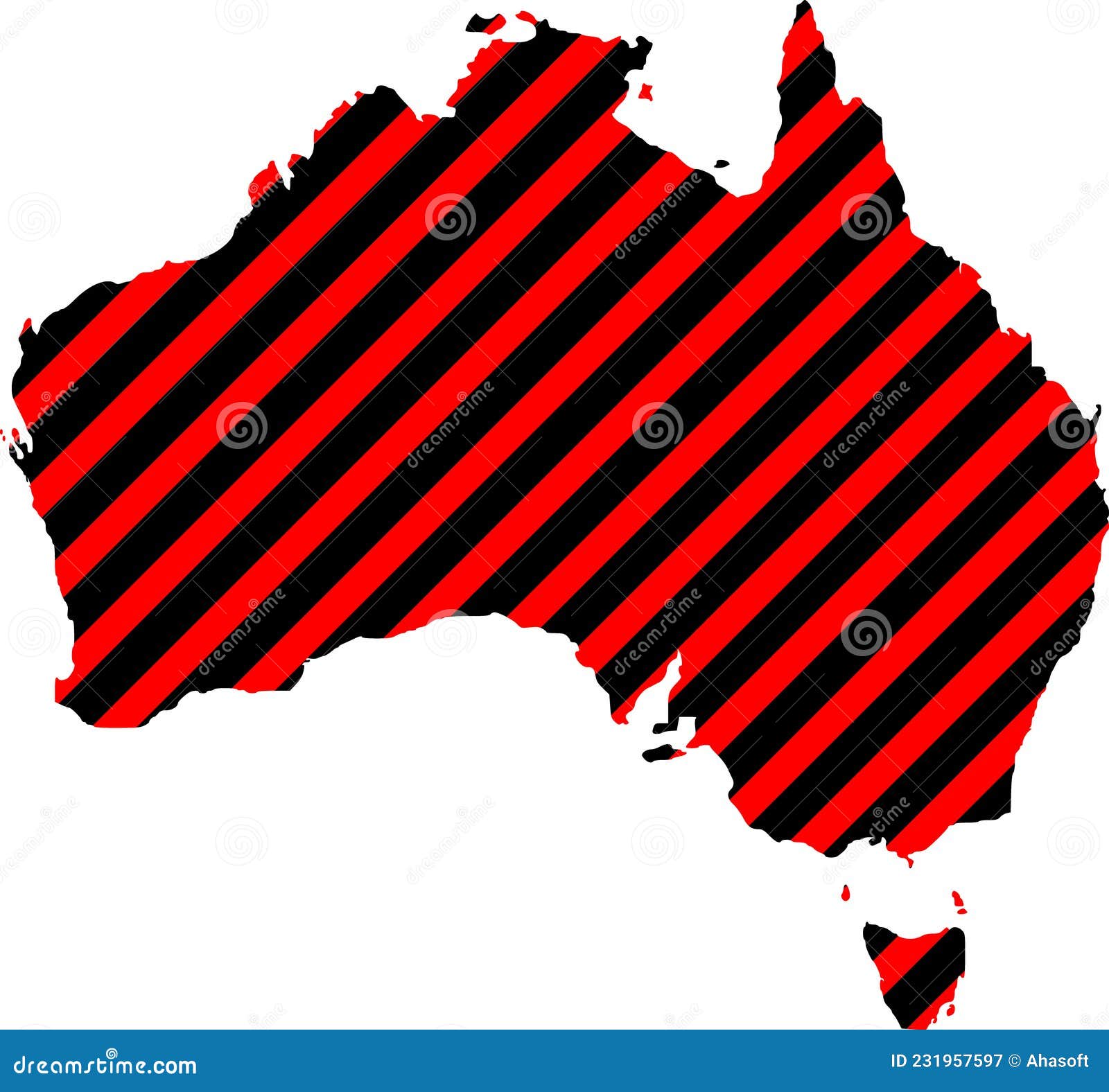 Australia Map Vector Illustration - Highlight Red Hatched Region Stock ...