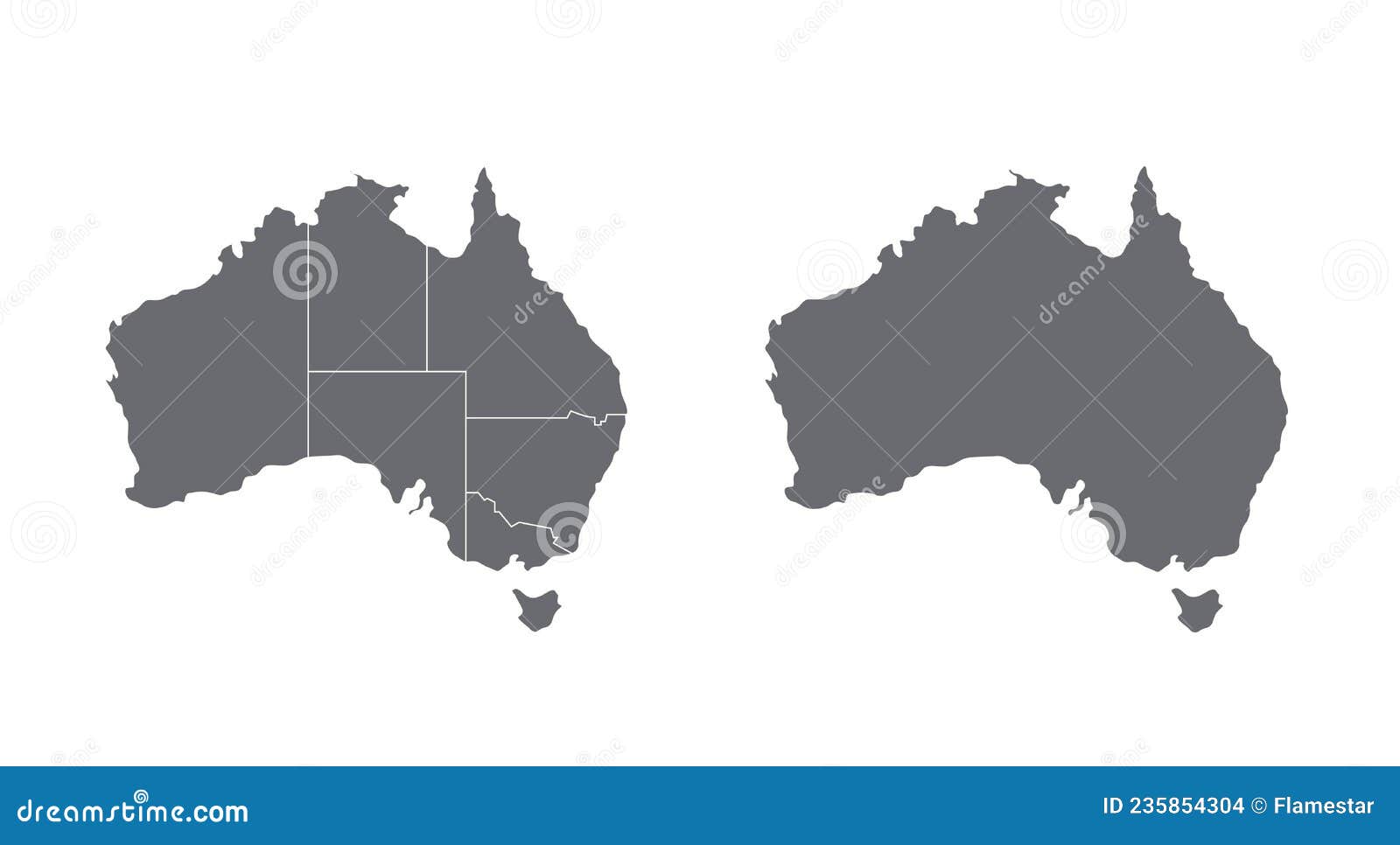 Australia Maps Set with States Borders Isolated on White. Stock ...