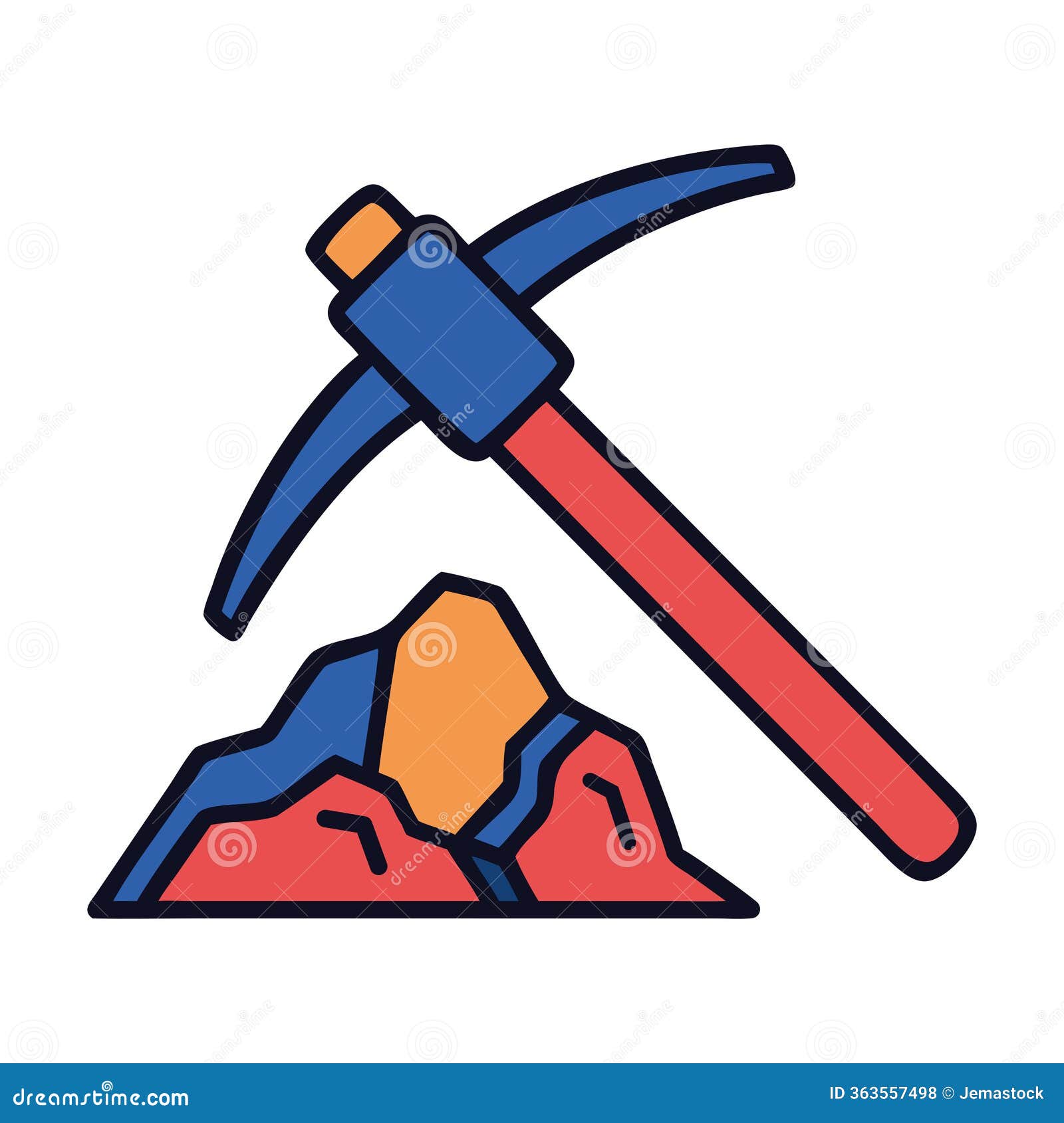 Mining Pickaxe Mattock Pick Axe In Hand Icon In Circle Round Black ...