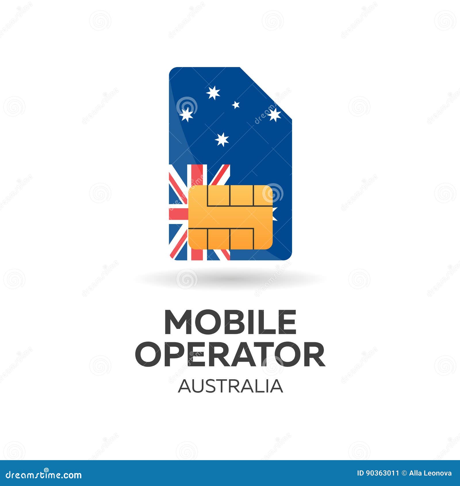 Australia Mobile Operator. SIM Card with Flag. Vector Illustration ...