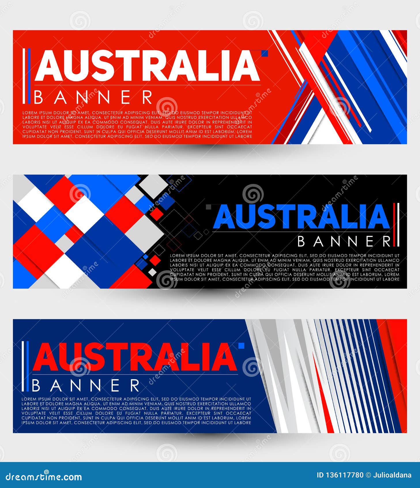Australia Modern Banner Template Vector Set Design Stock Vector ...