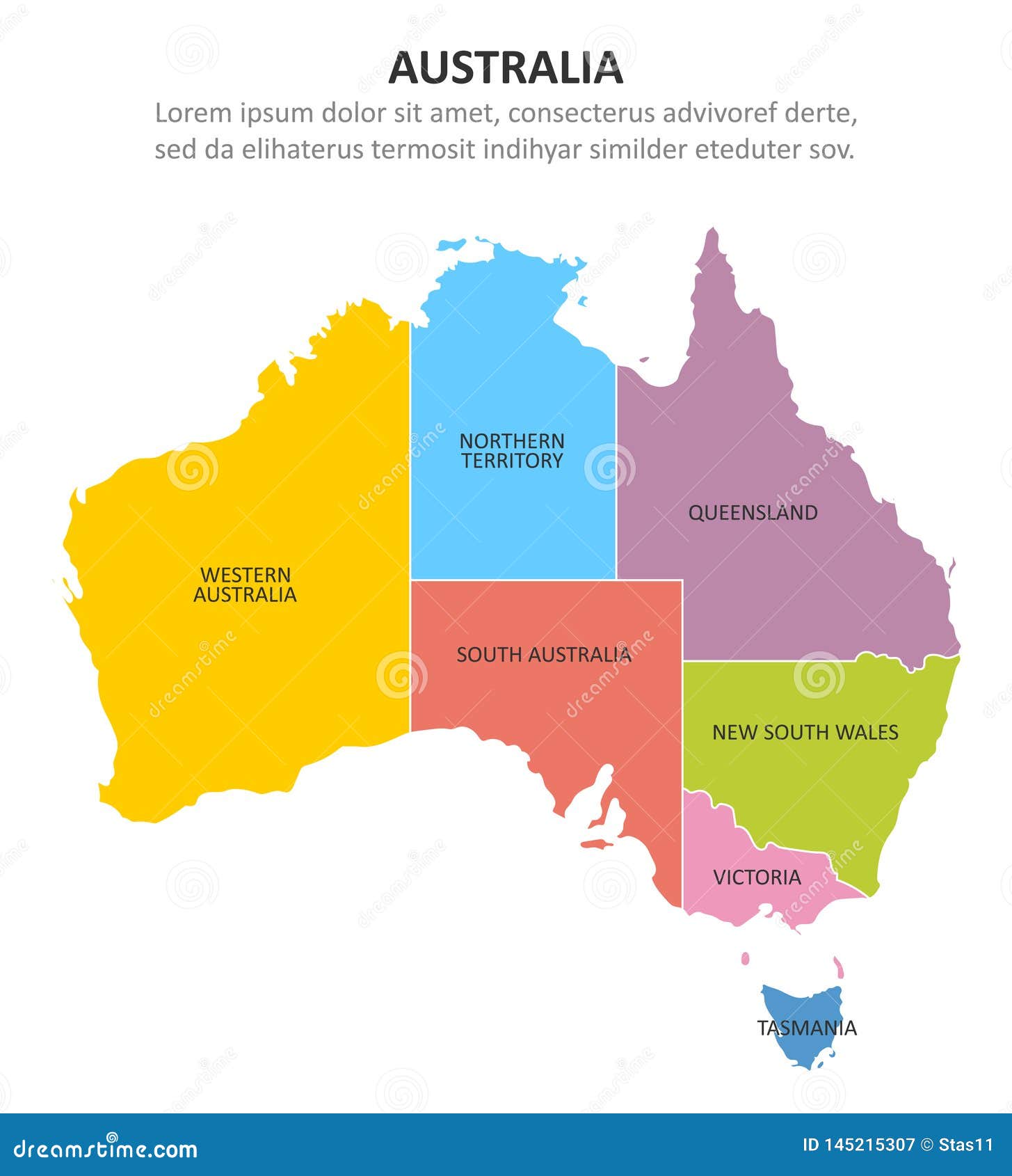 Australia Multicolored Map with Regions. Vector Illustration Stock ...
