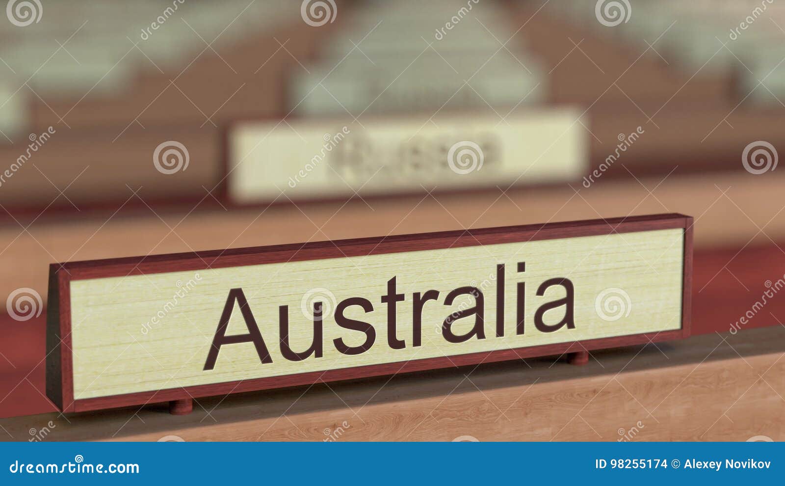 Australia Name Sign among Different Countries Plaques at International ...