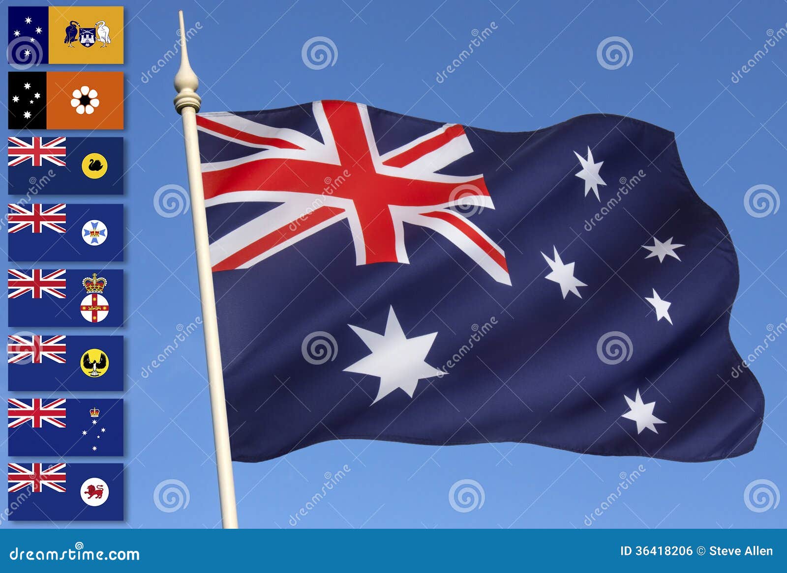 Australia - National and Provincial Flags Stock Photo - Image of ...