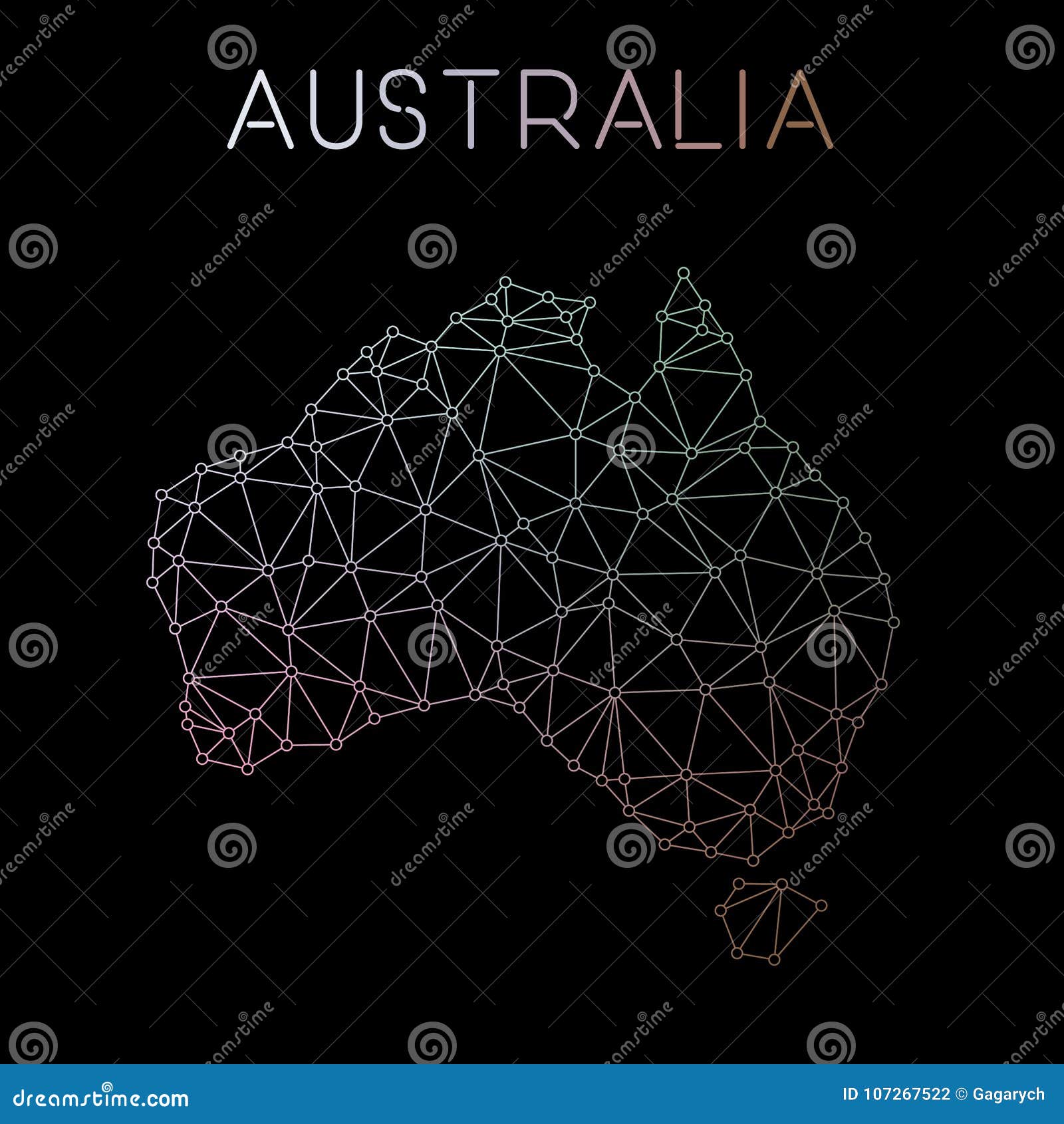Australia network map. stock vector. Illustration of community - 107267522