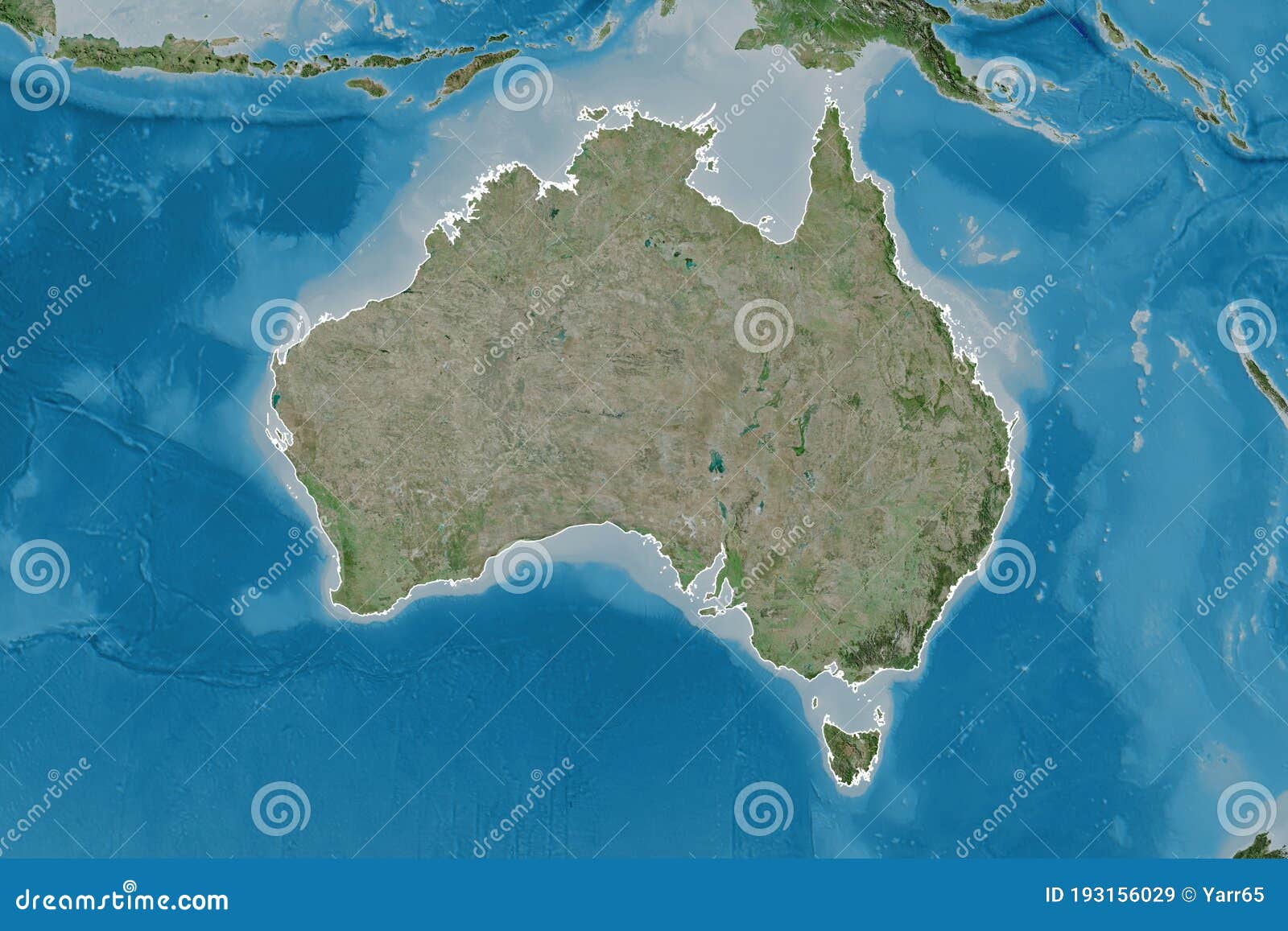 Australia Outlined. Satellite Stock Illustration - Illustration of ...
