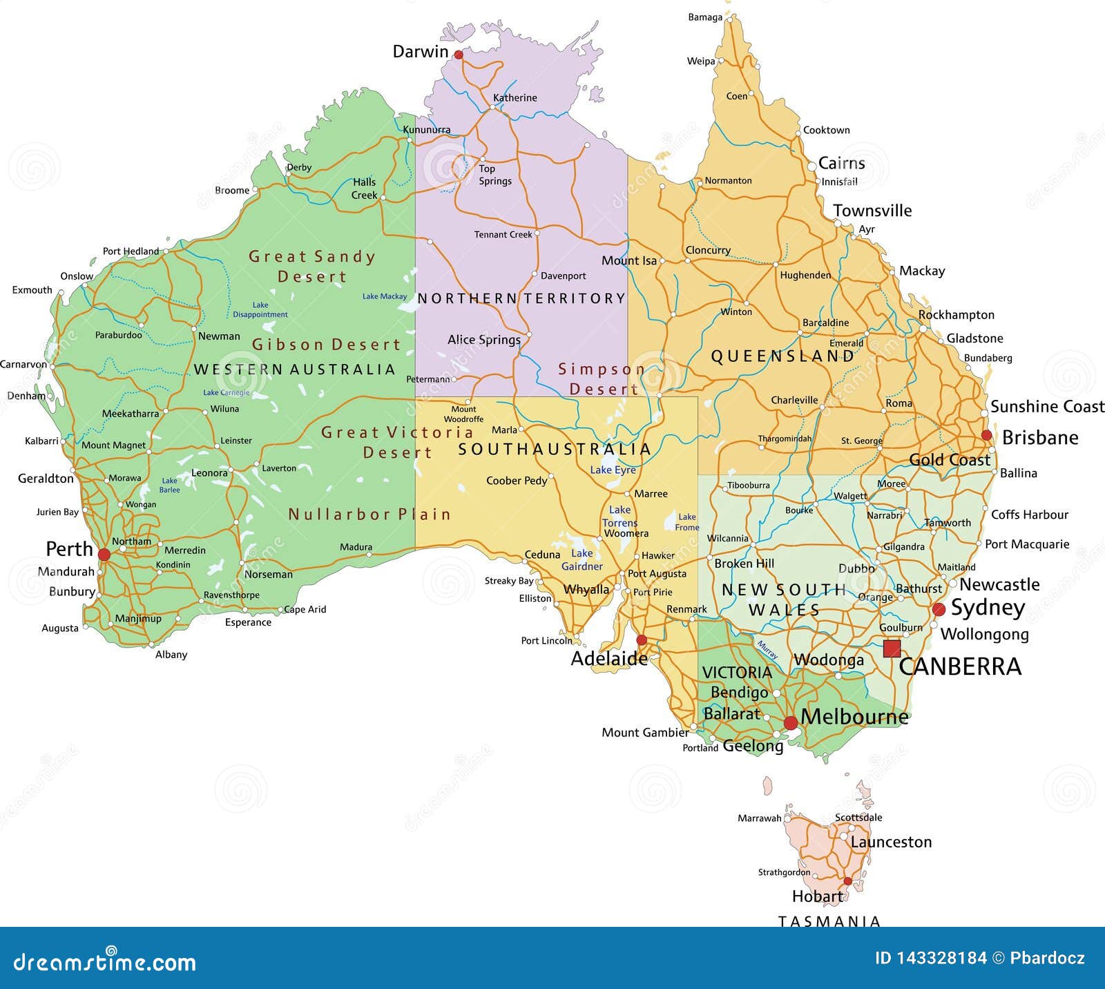 Australia - Highly Detailed Editable Political Map With Separated ...