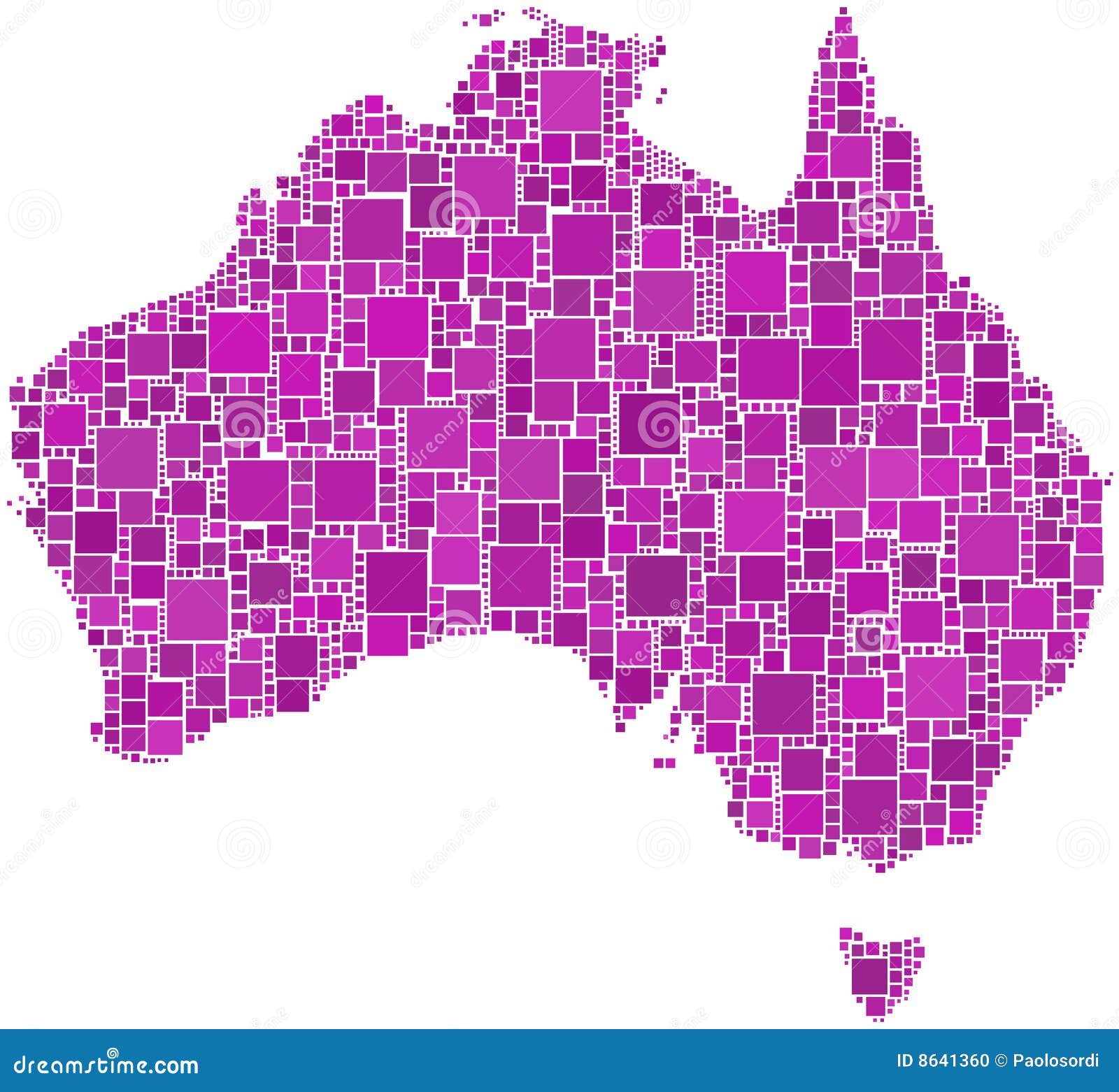 Australia in a pink mosaic stock illustration. Illustration of square ...