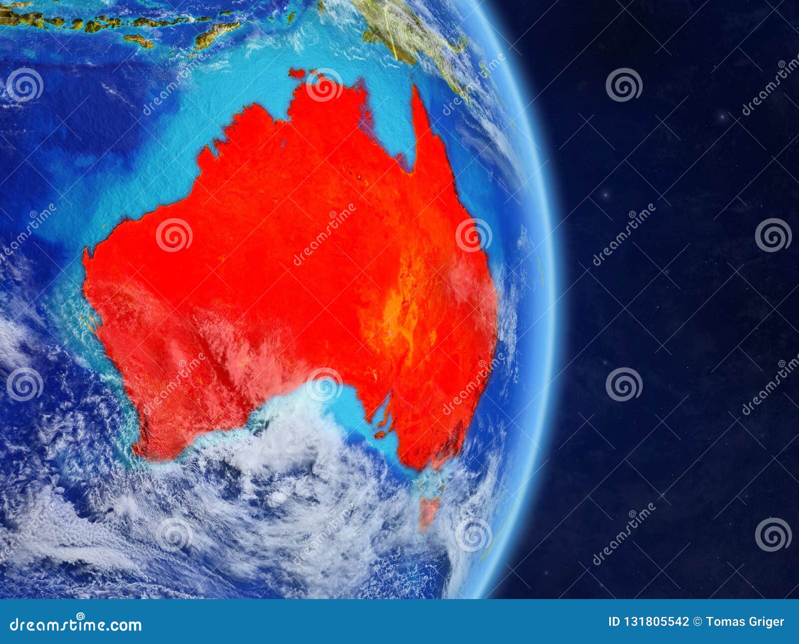 Australia on Planet Planet Earth with Country Borders. Extremely ...