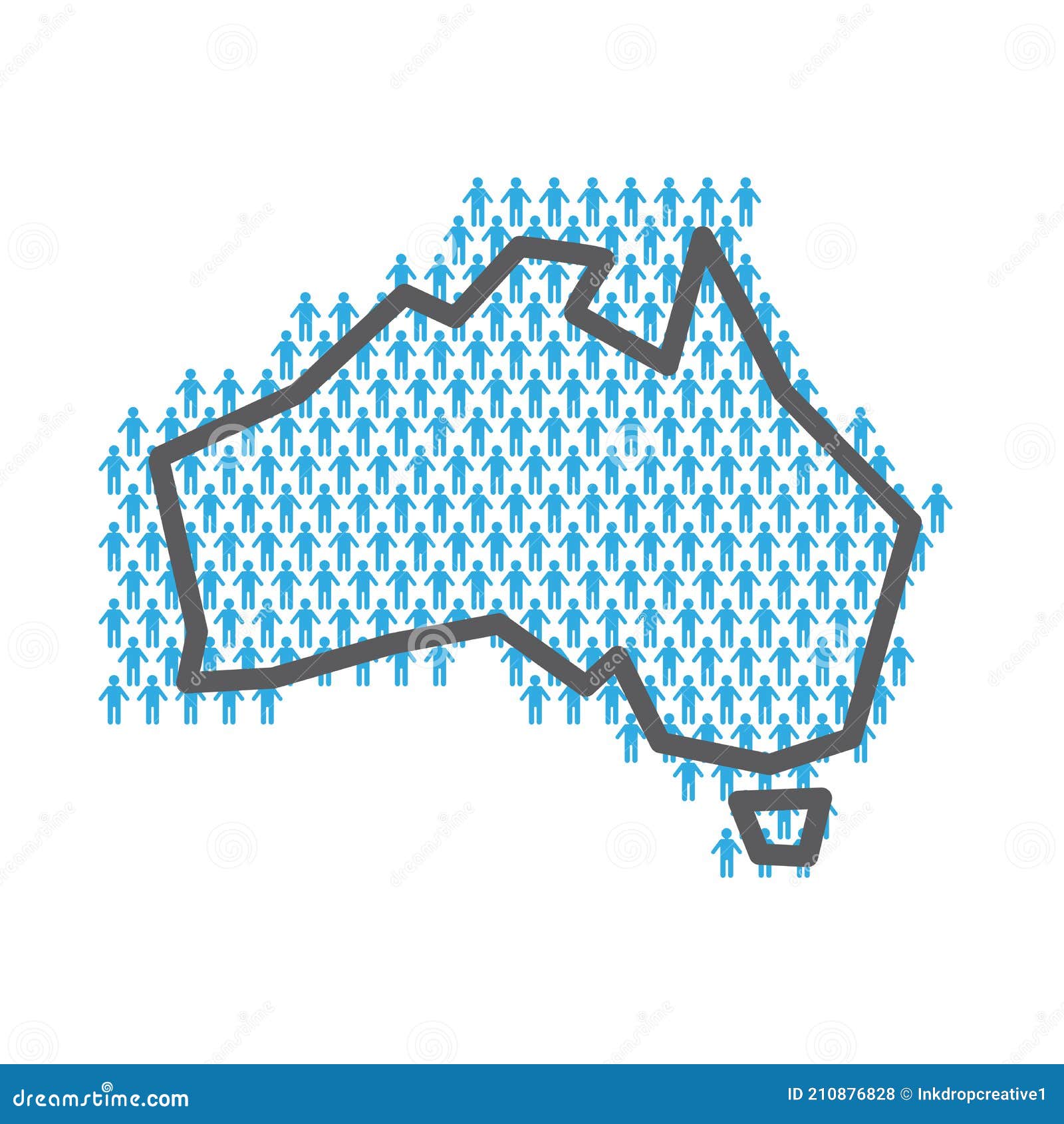 Australia People Icon Map. Stylized Vector Silhouette Of Australia ...