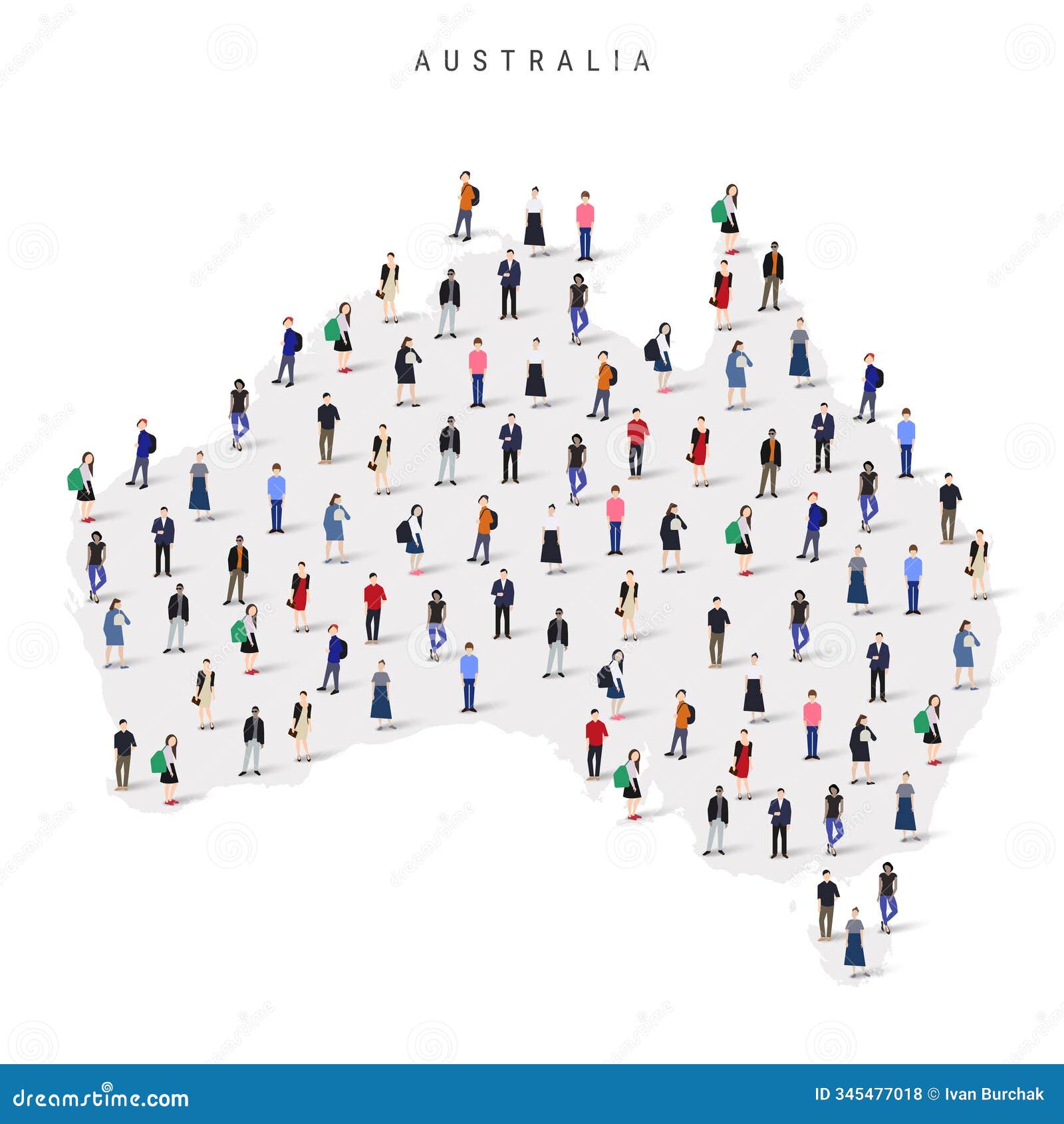 Australia People Icon Map. Stylized Vector Silhouette Of Australia ...