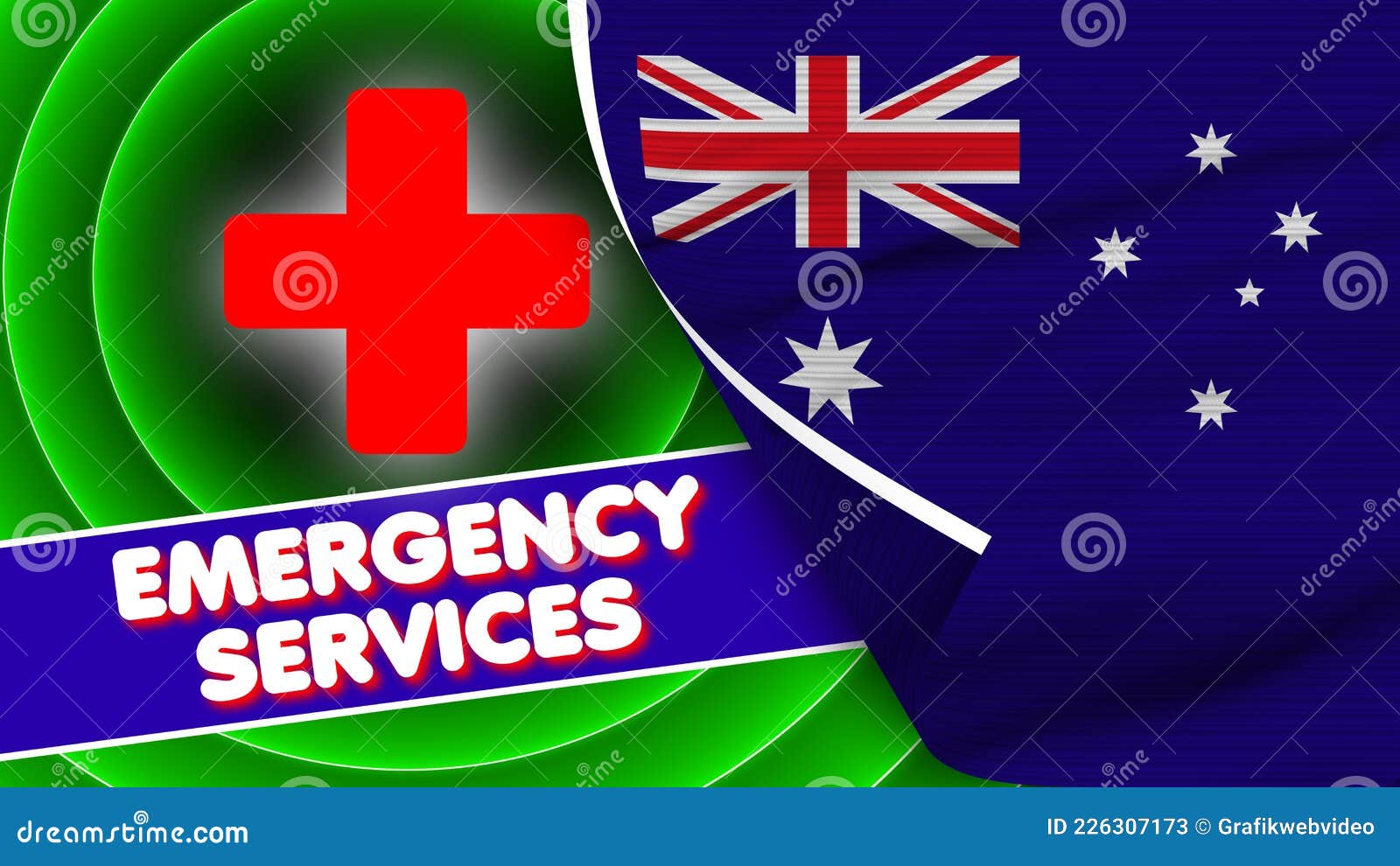 Australia Realistic Flag with Emergency Services Title Fabric Texture ...