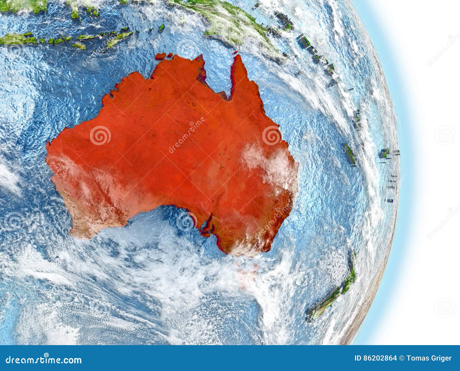 Australia in red on Earth stock illustration. Illustration of realistic ...