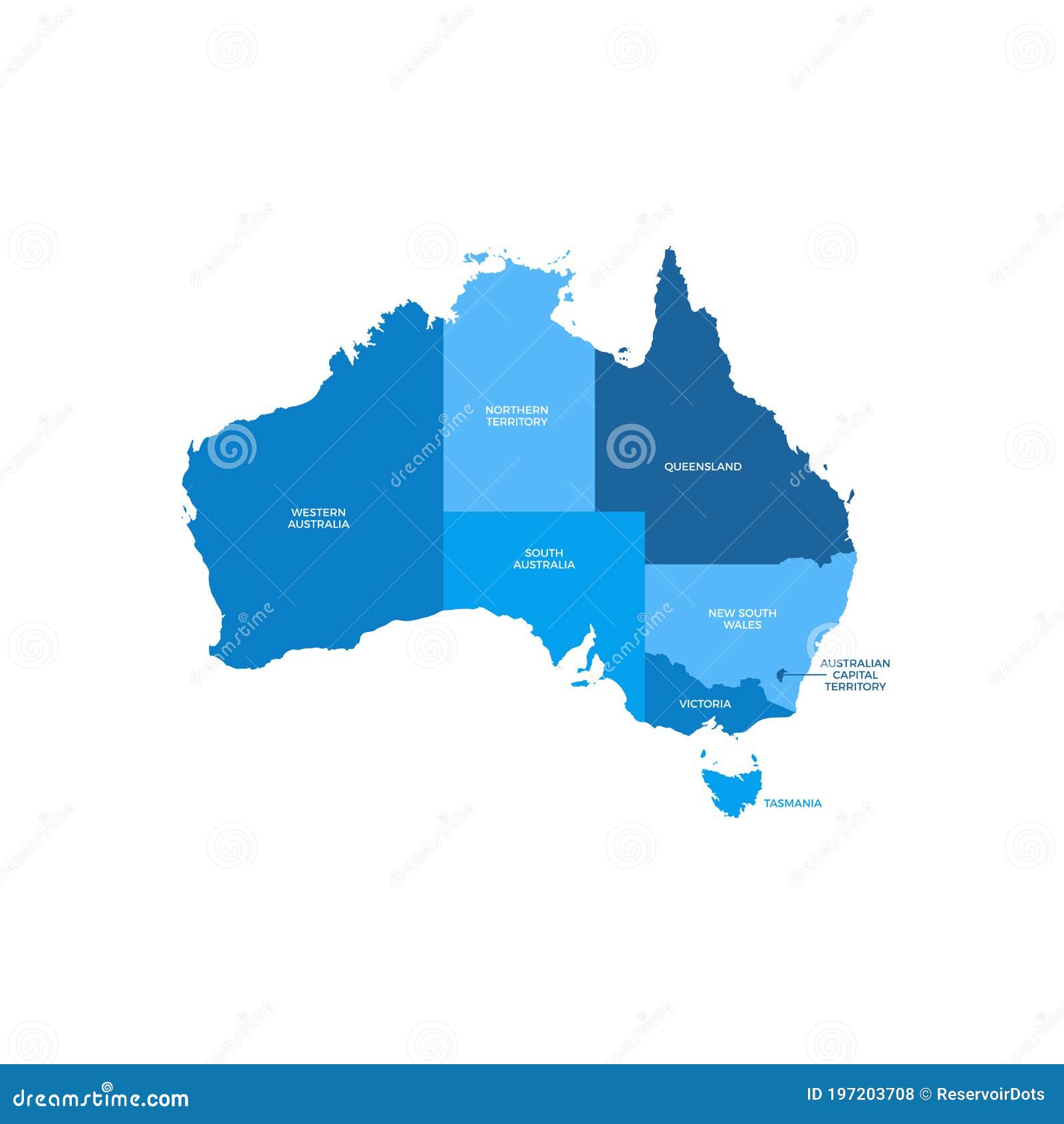 Australia Regions Map stock vector. Illustration of country - 197203708