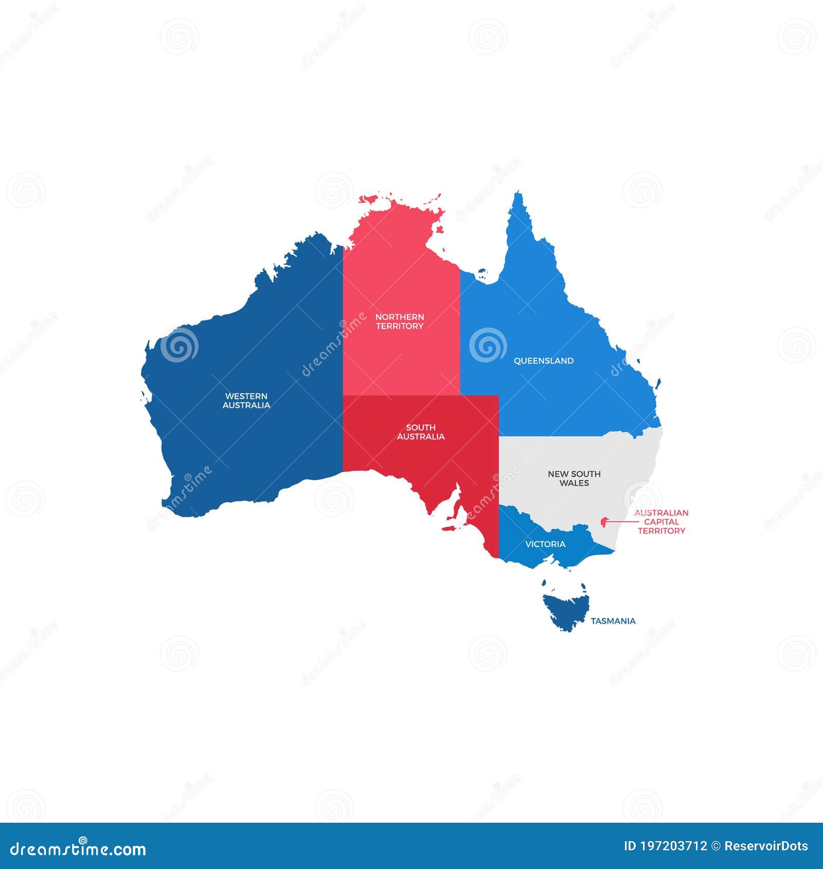 Australia Map With Regions. Vector Illustration. Australian State ...