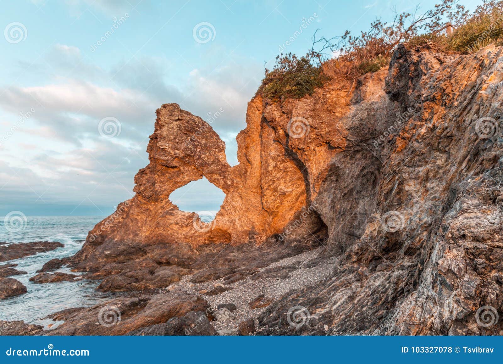 Australia Rock at Narooma, NSW, Australia Glowing in Orange Sunset ...