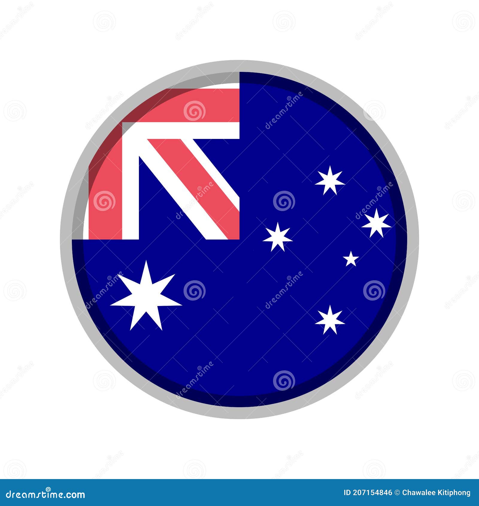 Australia, Round Shape of Australian Flag Stock Vector - Illustration ...