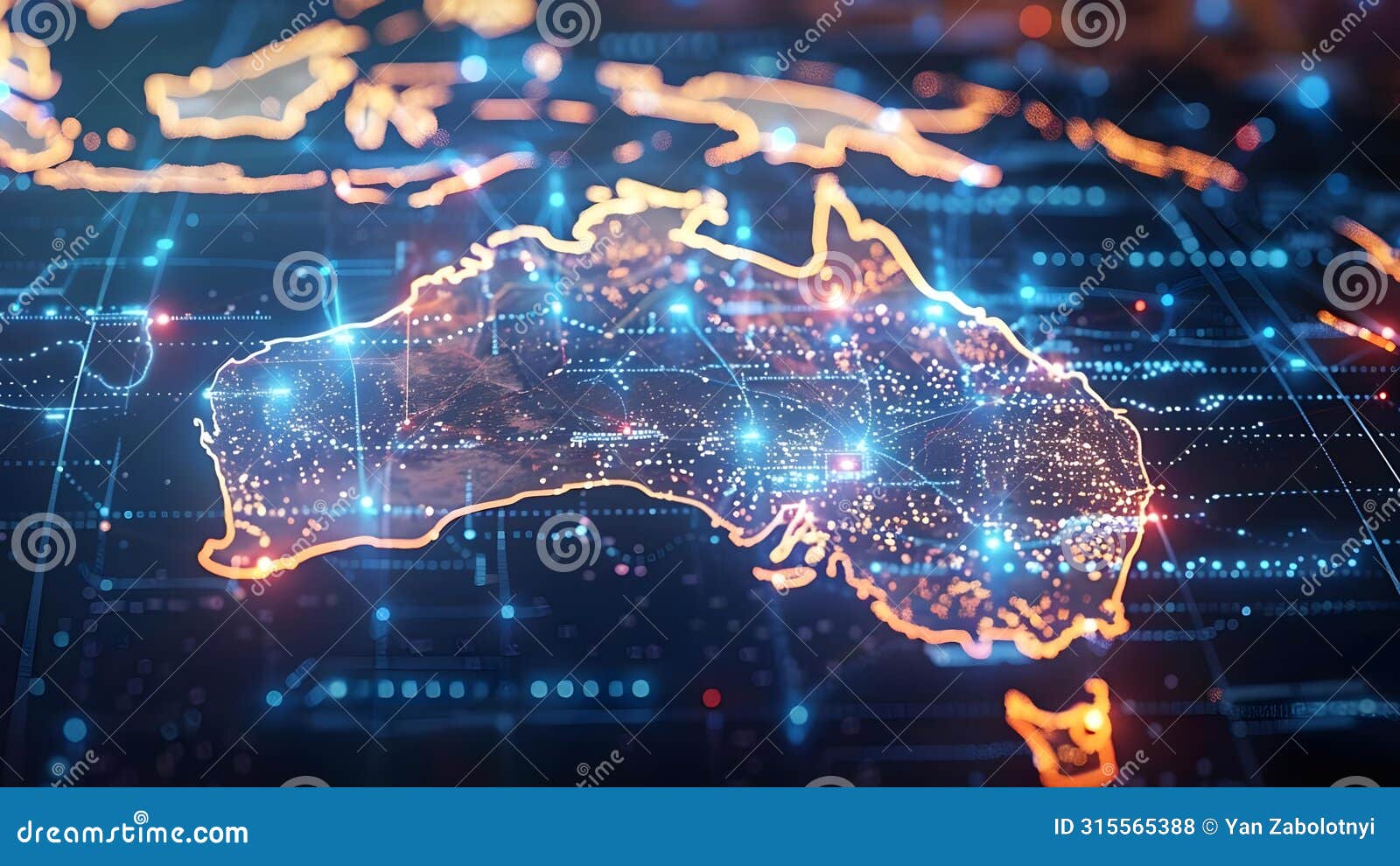 Australias Digital Map Showing Global Network Connectivity. Concept ...