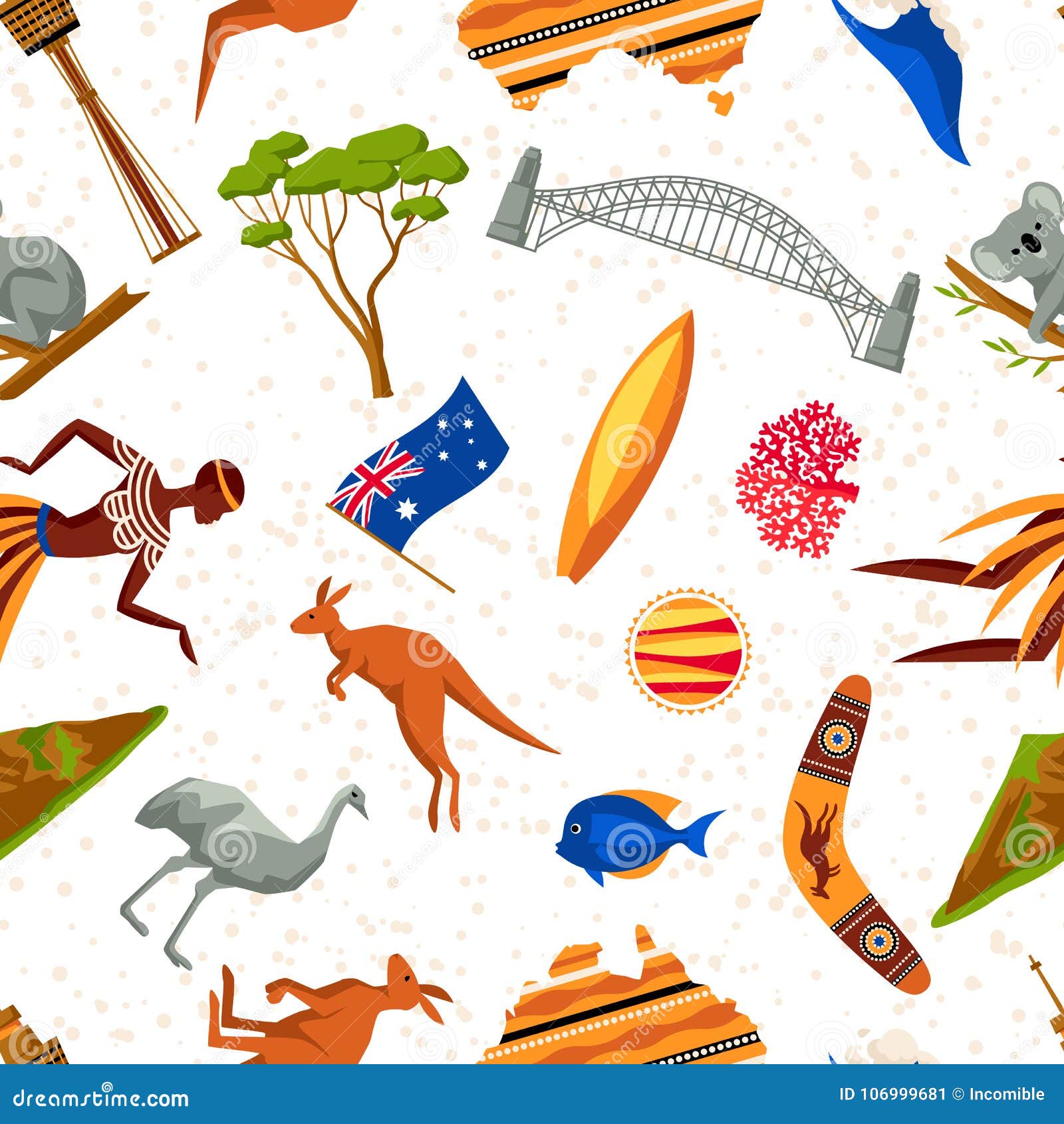 Australia Seamless Pattern. Australian Traditional Symbols and Objects ... Australia Seamless Pattern. Australian Traditional Symbols and Objects ...