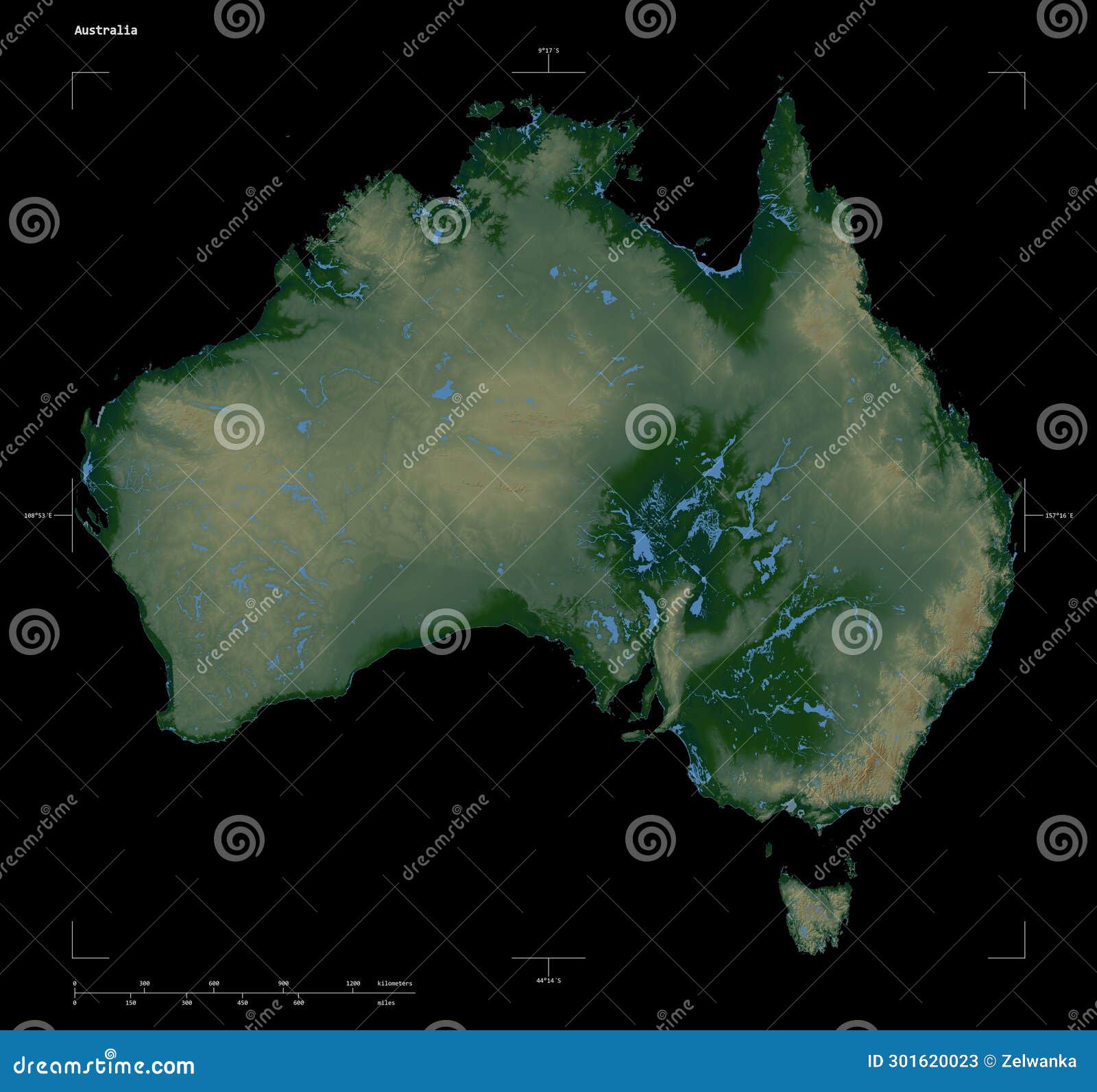Australia Shape on Black. Physical Stock Illustration - Illustration of ...