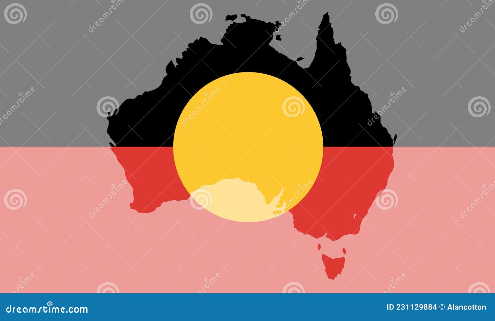 Australia Silhouette with Aboriginal Flag Stock Vector - Illustration ...