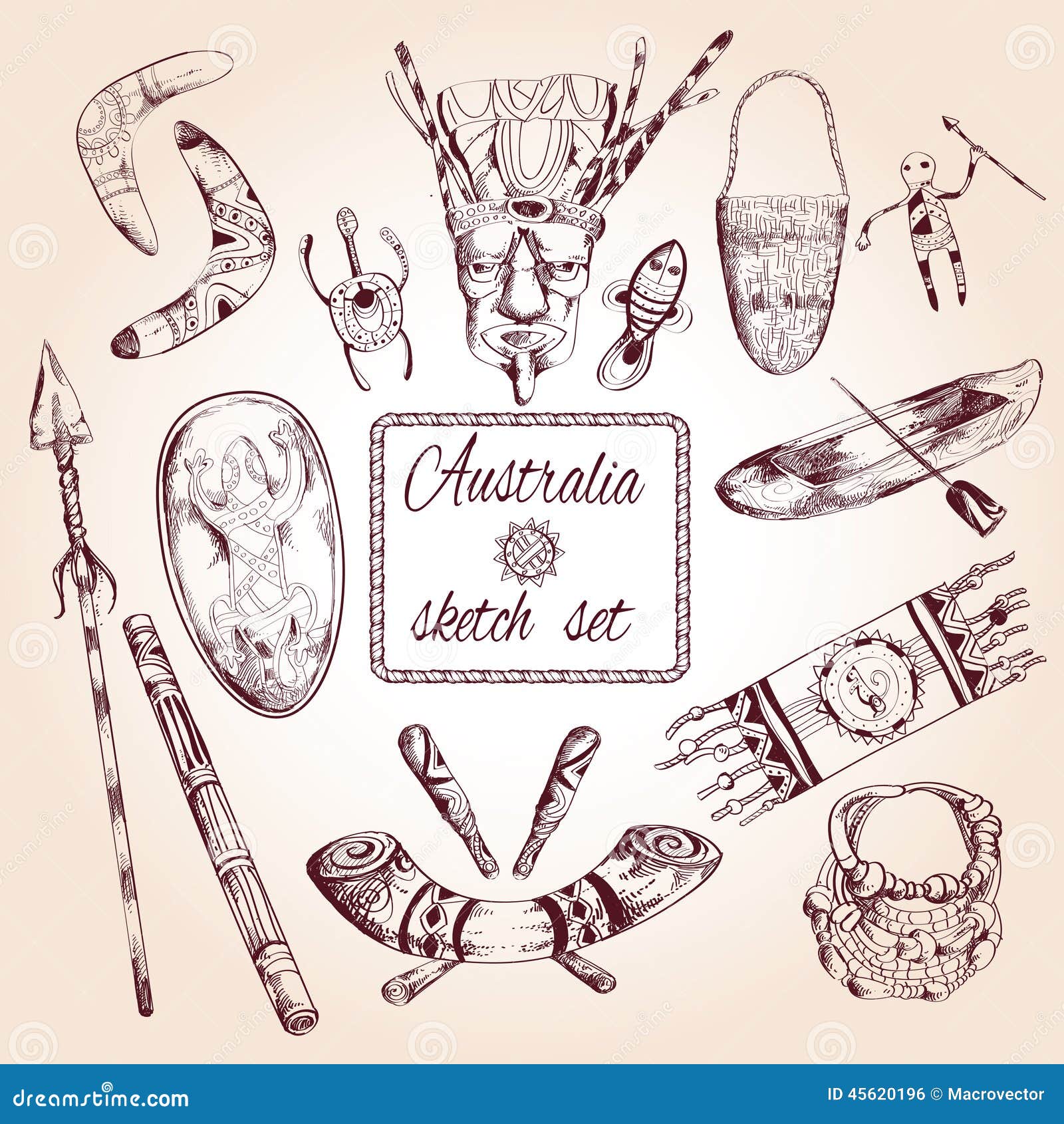 Australia sketch set stock vector. Illustration of aussie - 45620196