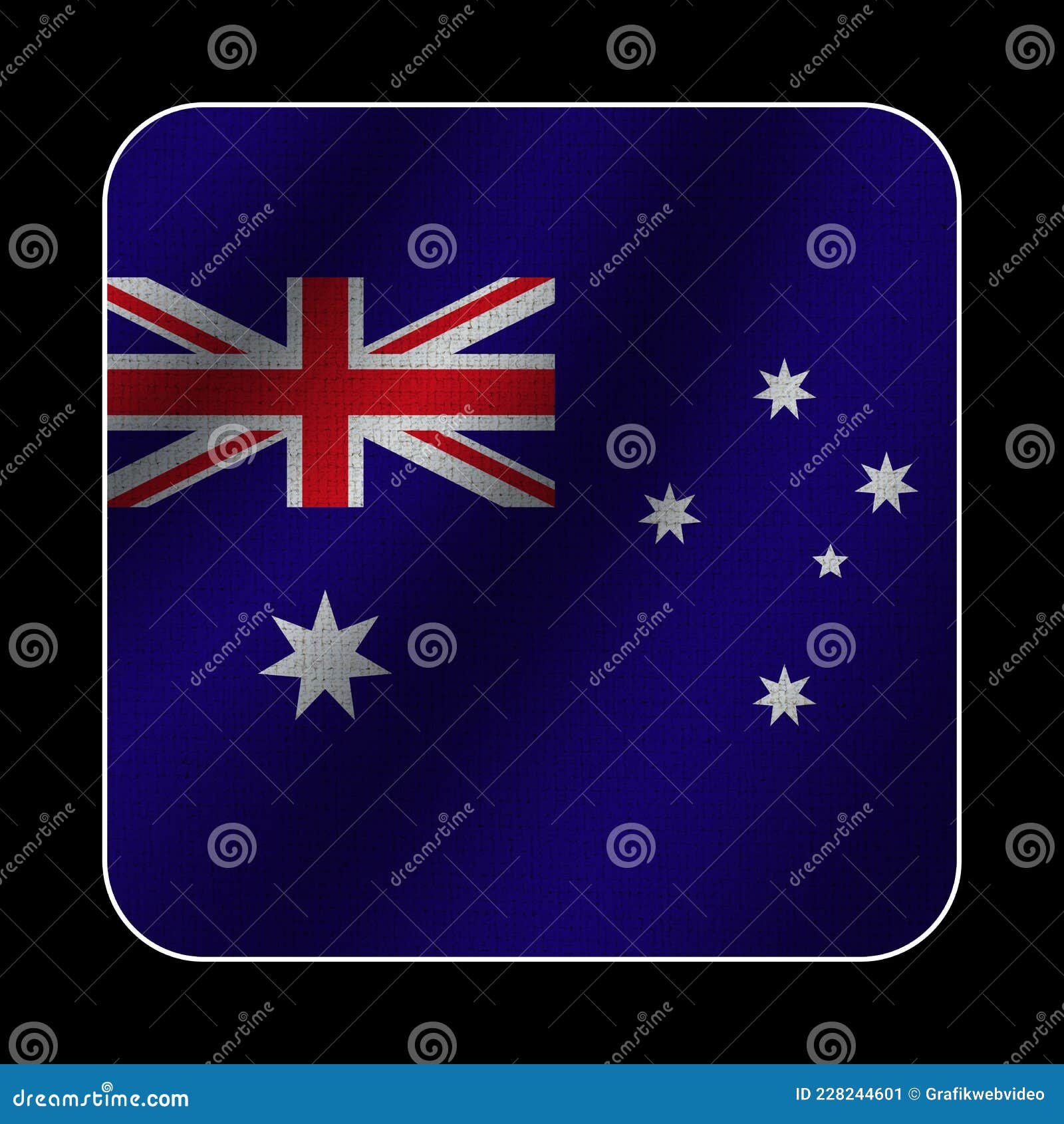 Australia Square Flag, Fabric Pattern Texture, Black Background, 3D ...