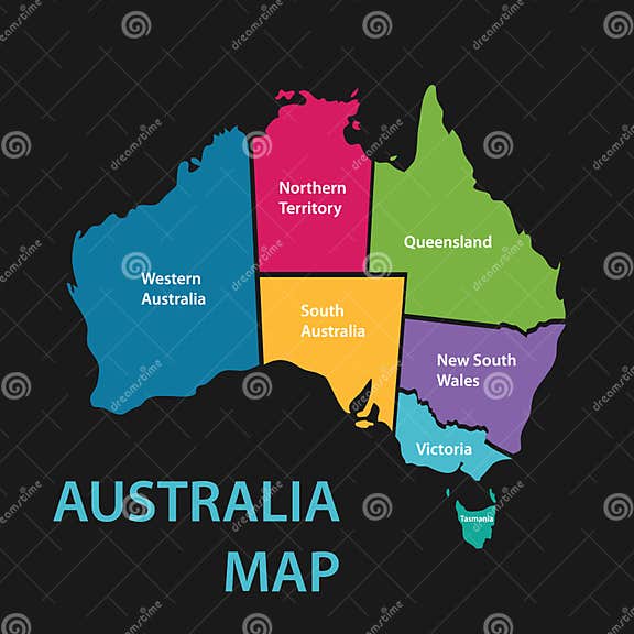 Australia State Map. Realistic Isolated Map of Australia Stock ...