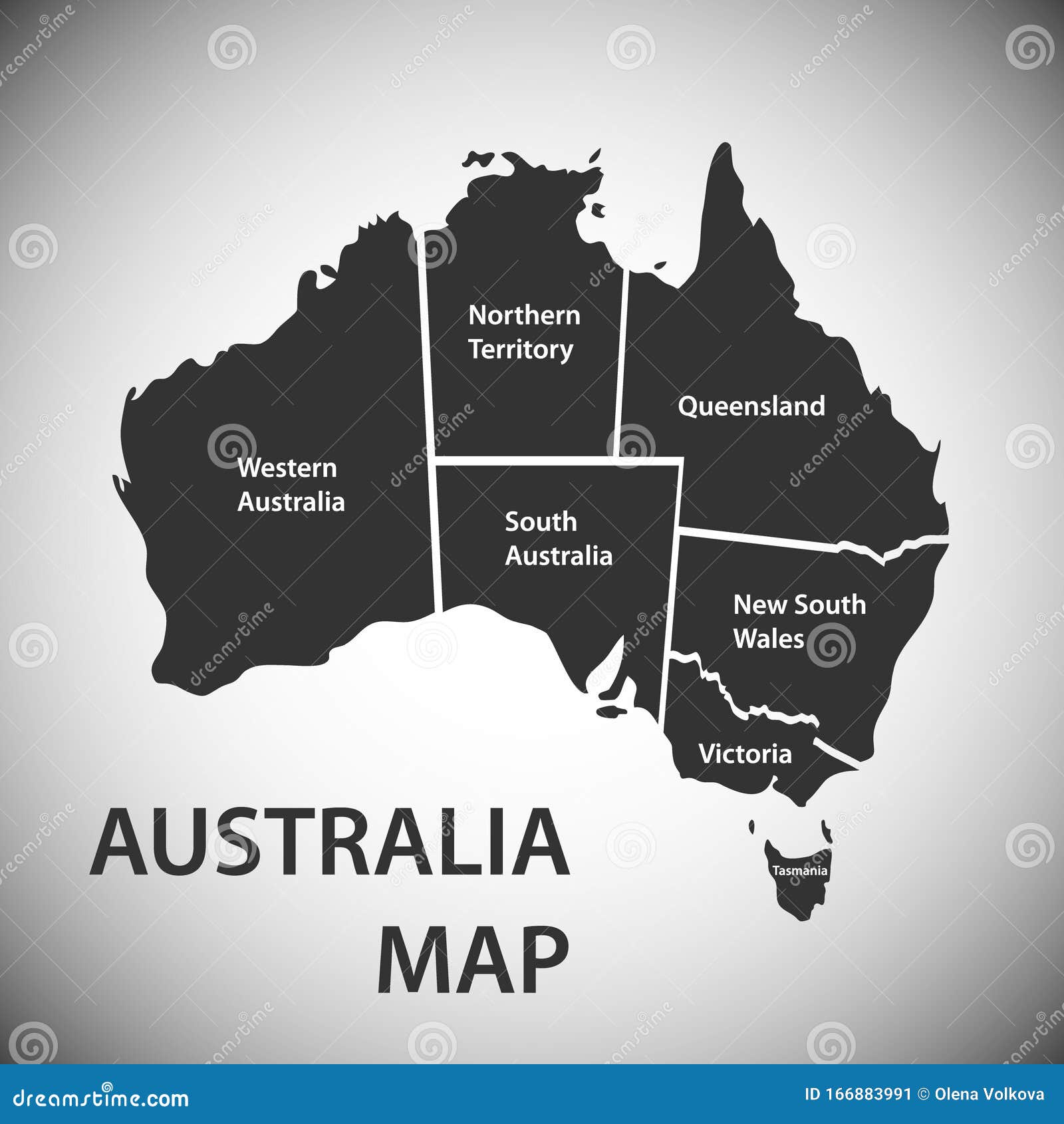 Australia State Map. Realistic Isolated Map of Australia Stock ...