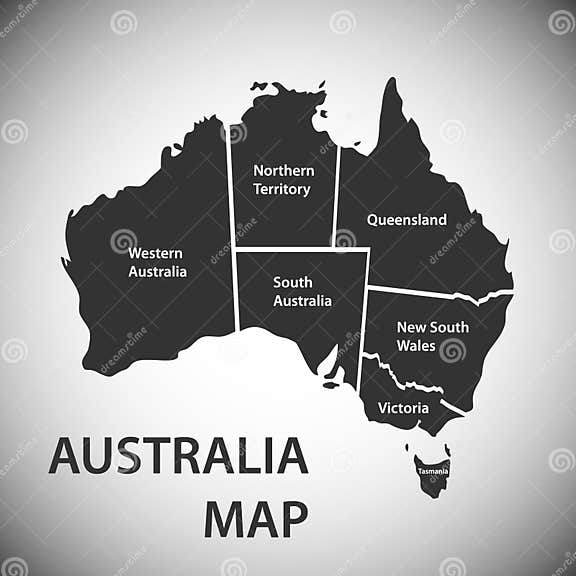 Australia State Map. Realistic Isolated Map of Australia Stock ...