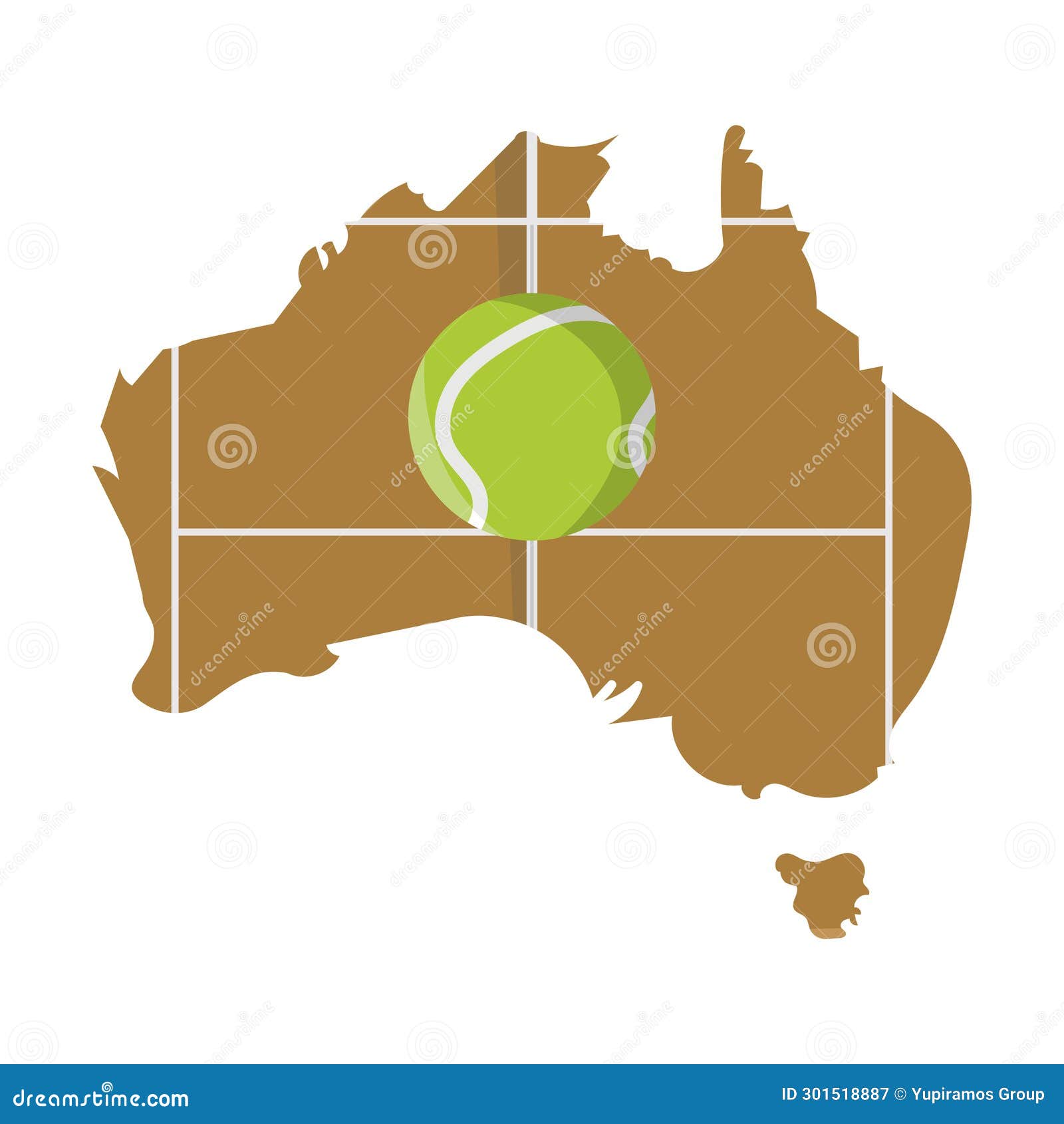 Australia Tennis Illustration with a Map and Ball Stock Vector ...