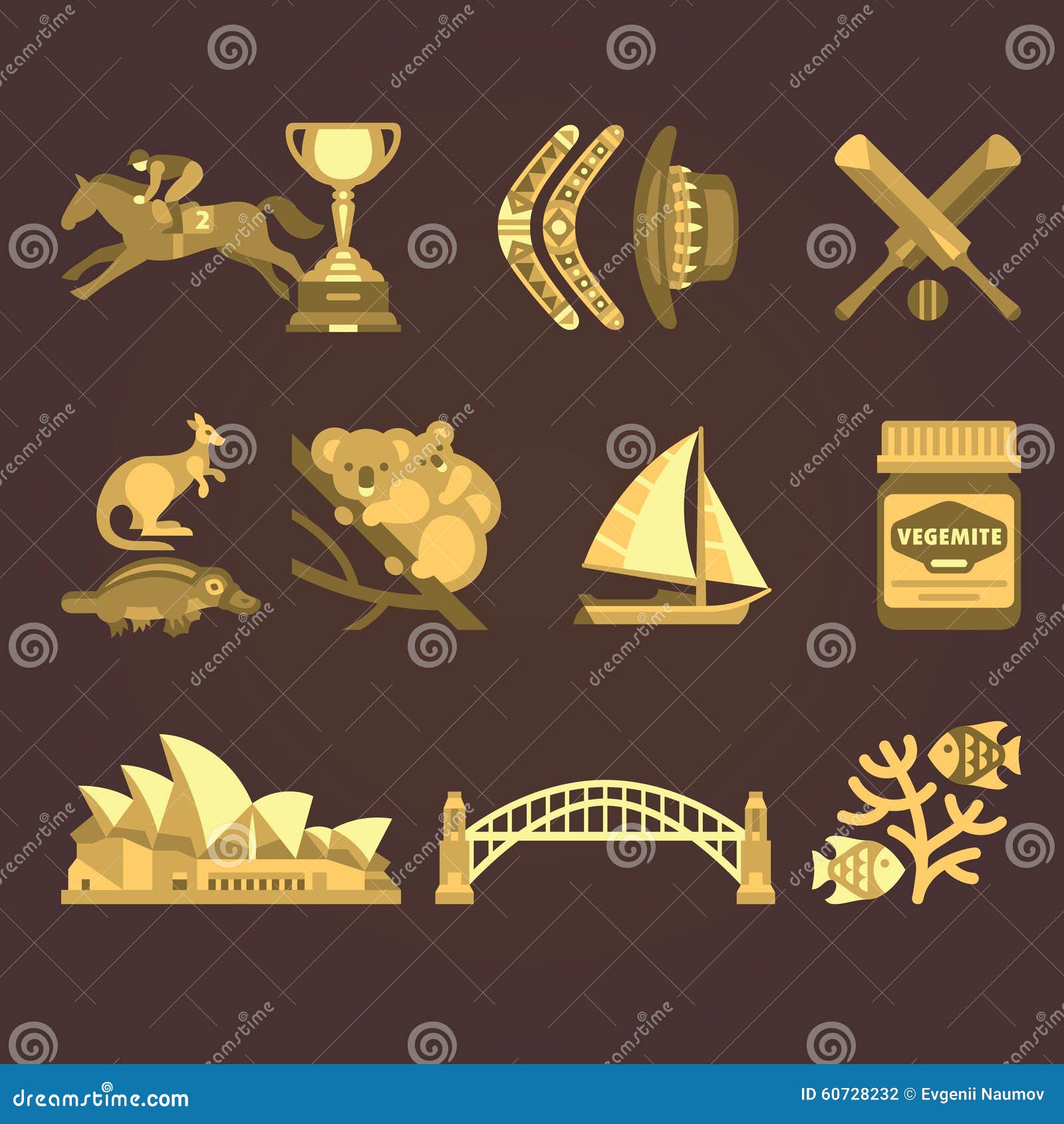 Australia Traditional Elements Set. Vector Editorial Photography ...
