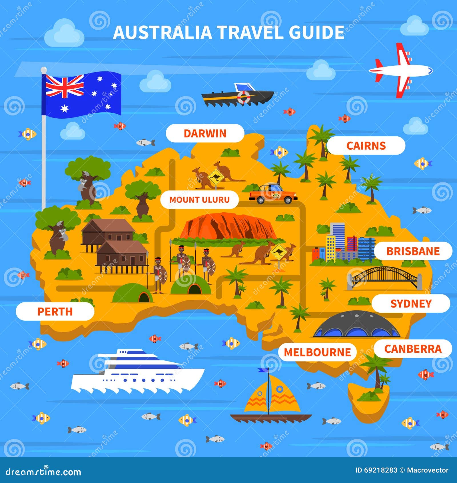 Australia Travel Guide Illustration Stock Illustration - Illustration ...