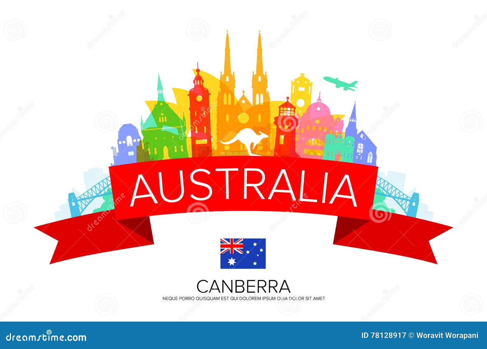 Australia Travel Landmarks. Stock Vector - Illustration of dome ...
