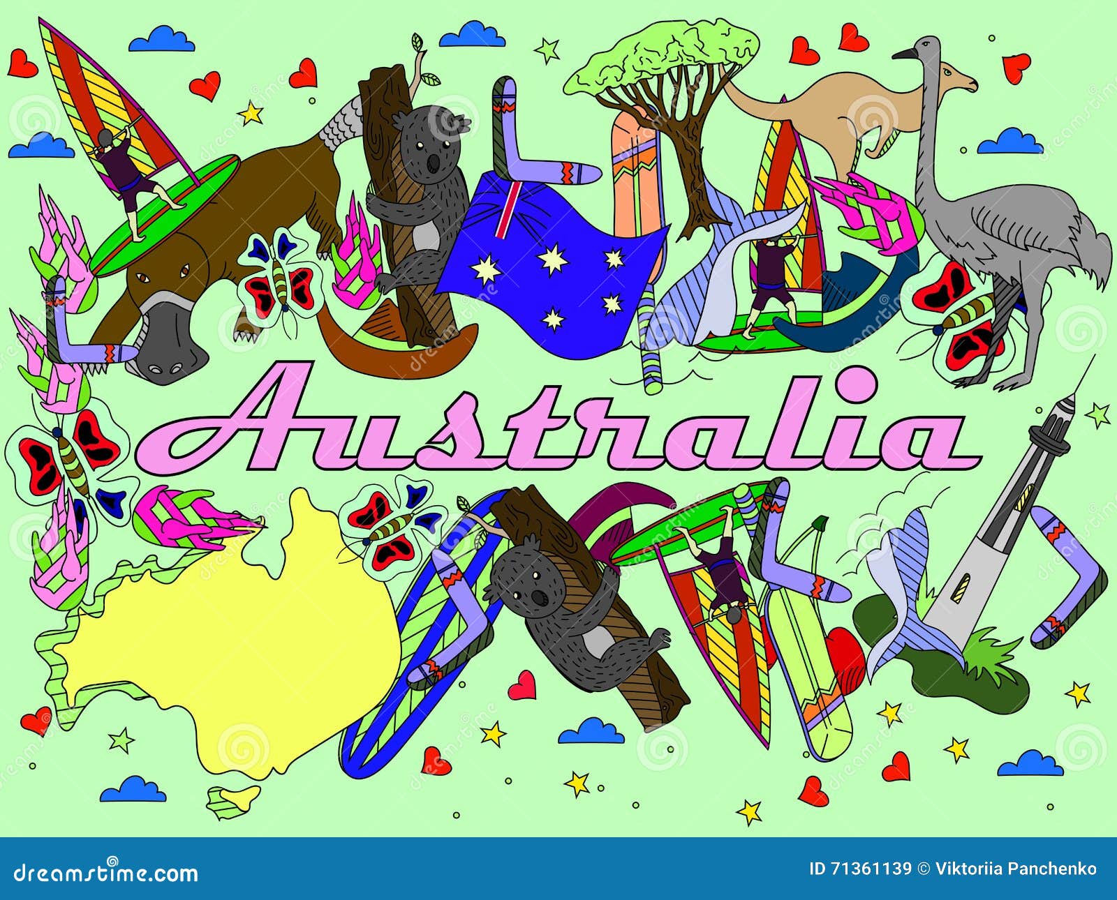 Australia Vector Illustration Stock Vector - Illustration: 71361139