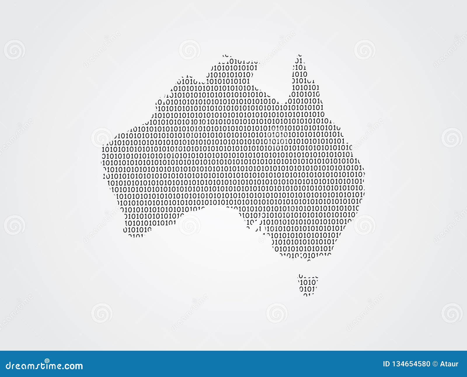 Australia Vector Map Illustration Using Binary Codes on White ...