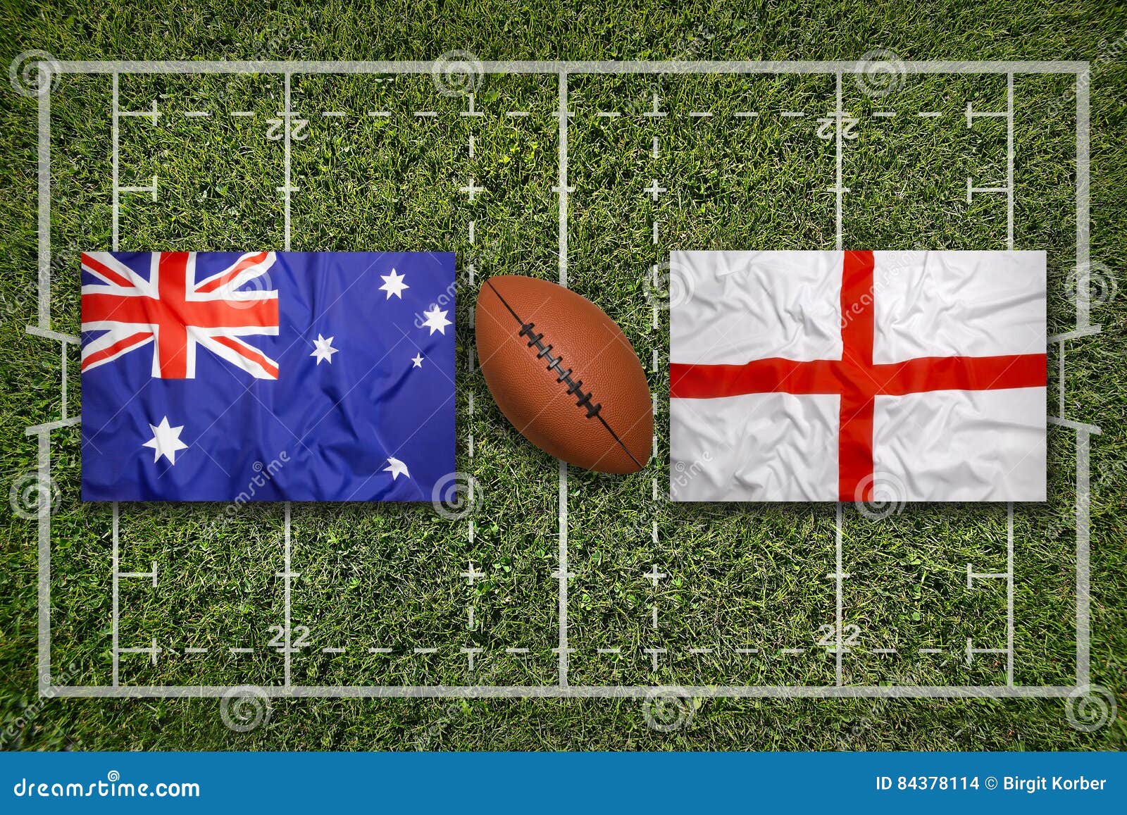 Australia Vs. England Flags on Rugby Field Stock Photo - Image of ...