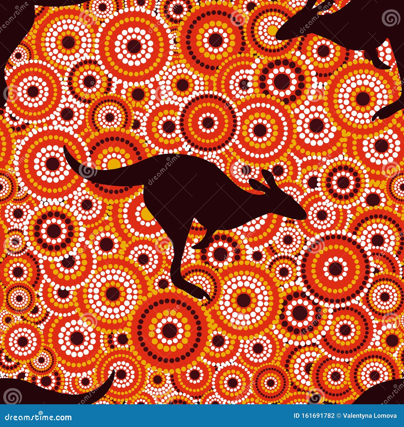 Australian Aboriginal Art Seamless Vector Pattern with Dotted Circles ...
