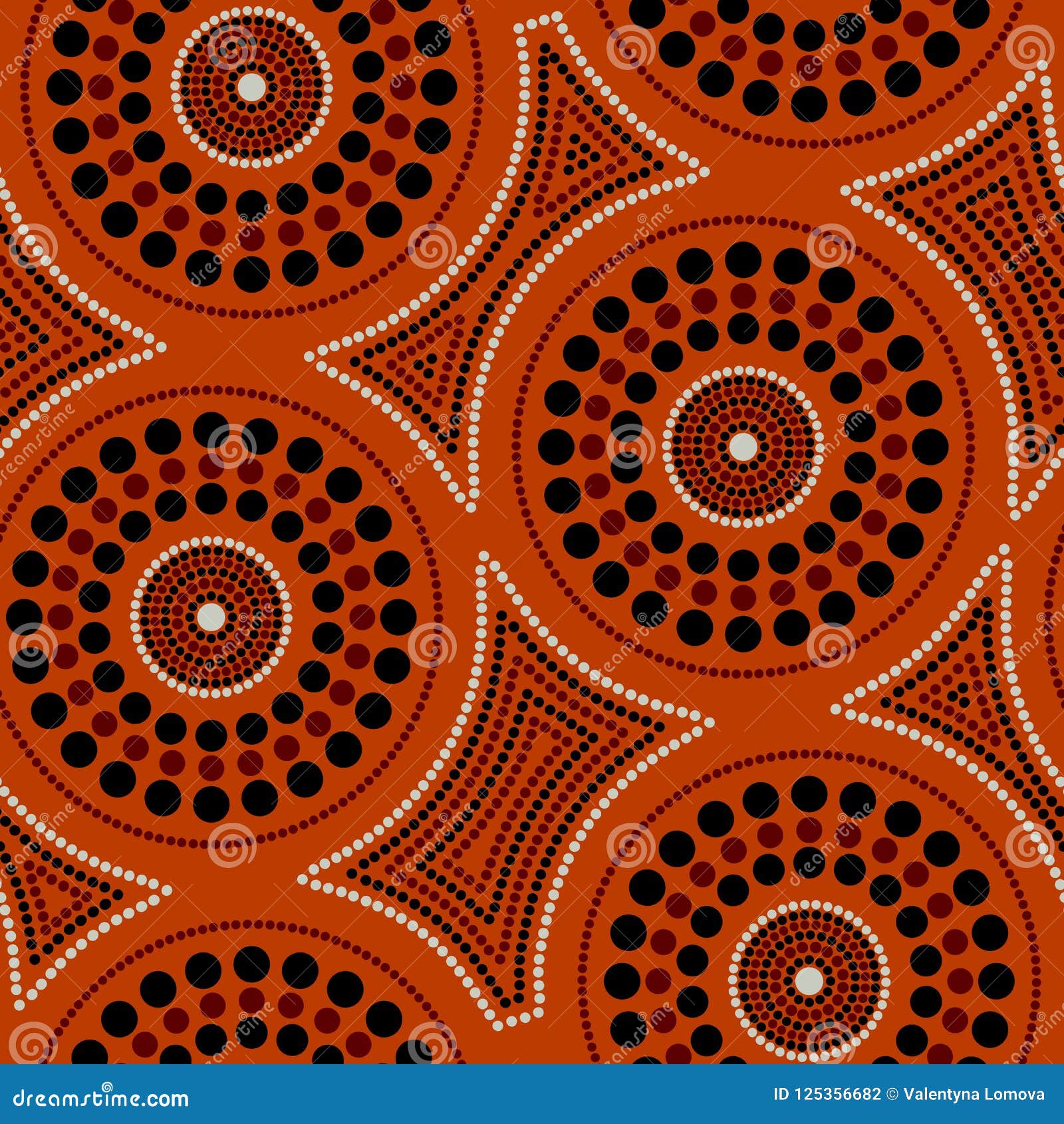 Australian Aboriginal Seamless Vector Pattern with Dotted Circles and ...