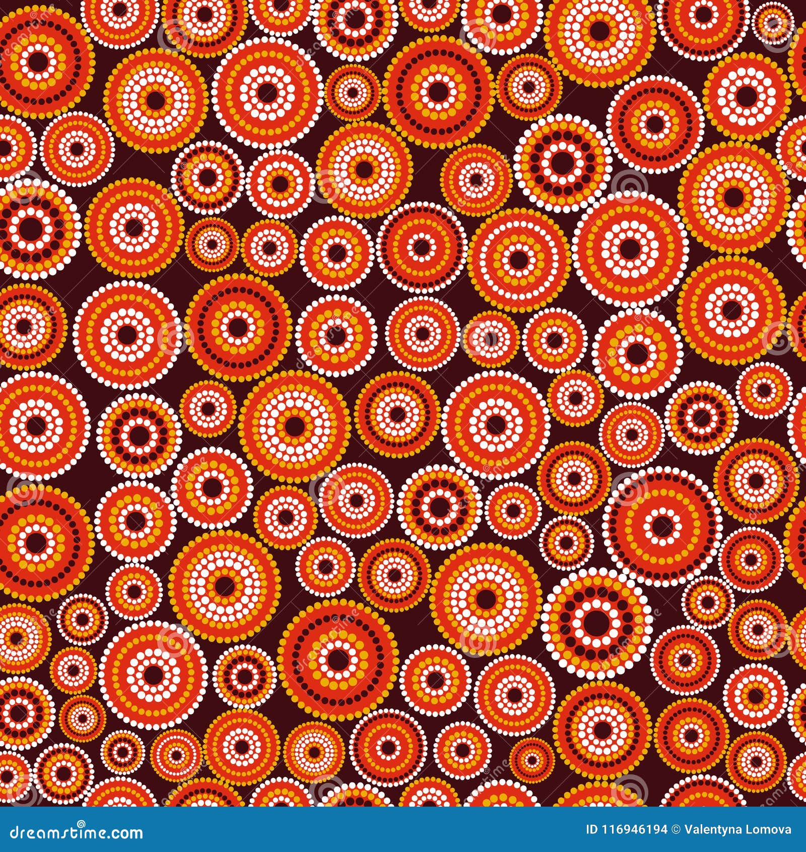 Australian Aboriginal Seamless Vector Pattern with Dotted Circles Stock ...