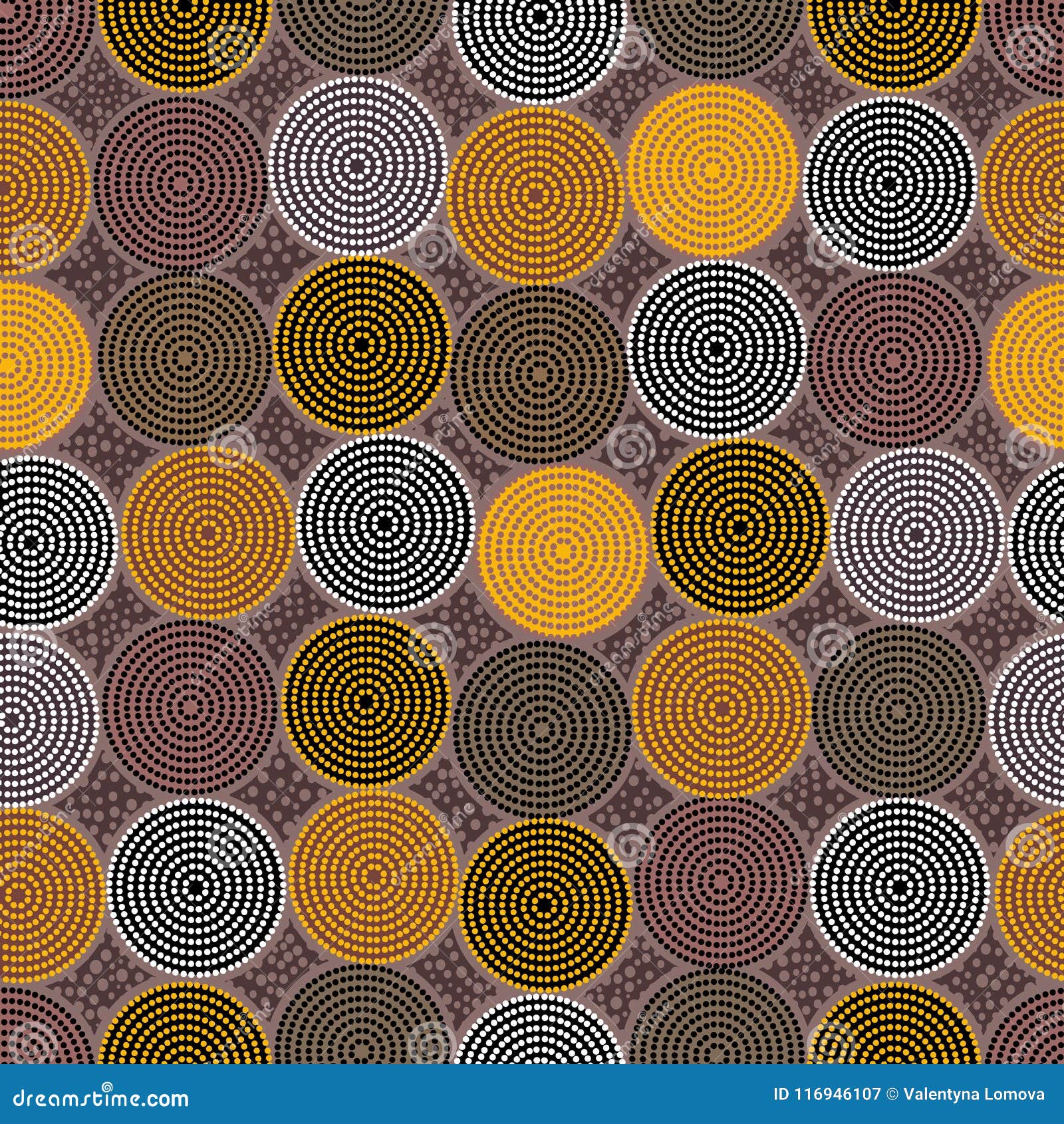 Australian Aboriginal Seamless Vector Pattern with Dotted Circles and ...