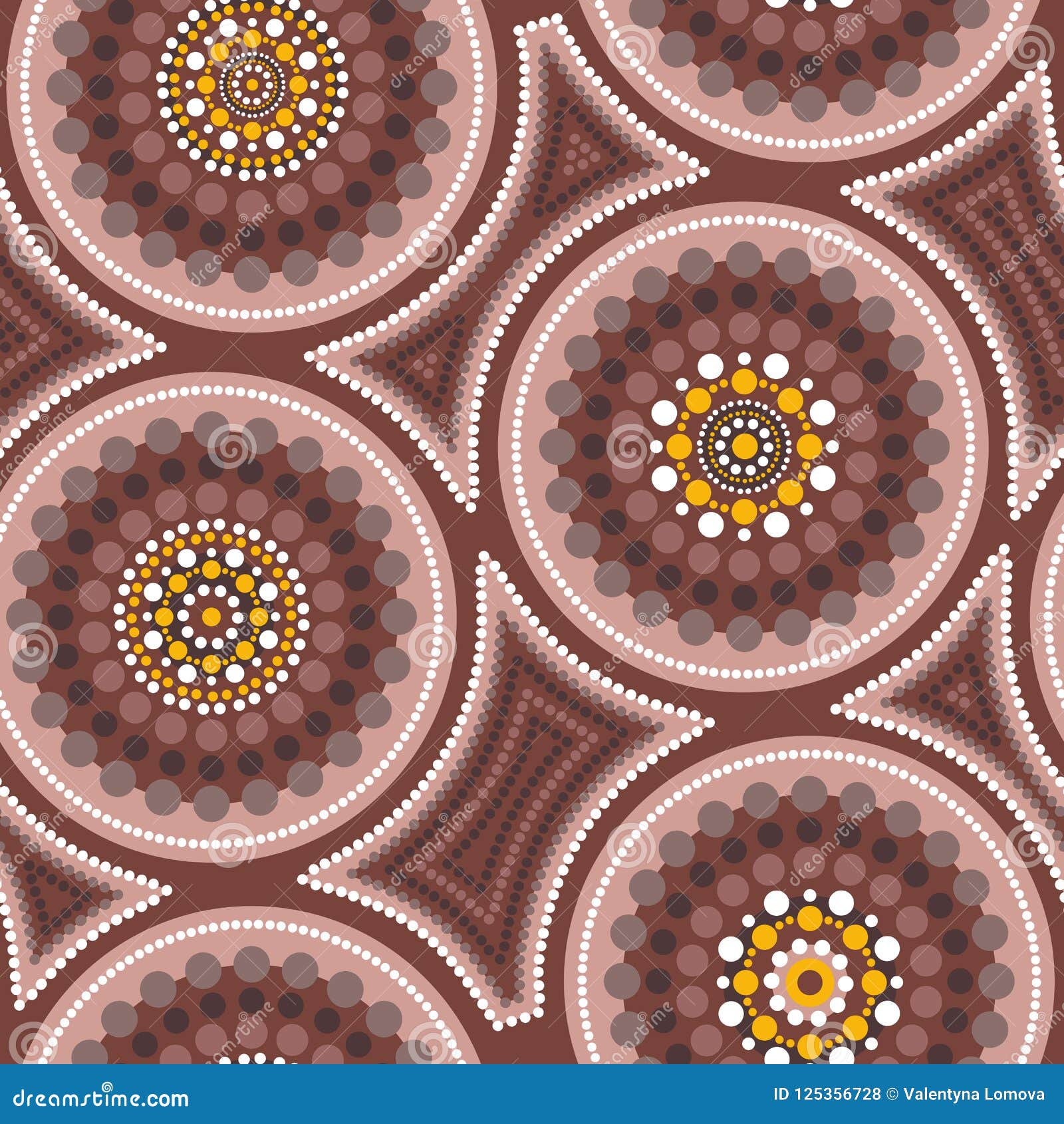 Australian Aboriginal Seamless Vector Pattern with Dotted Circles and ...