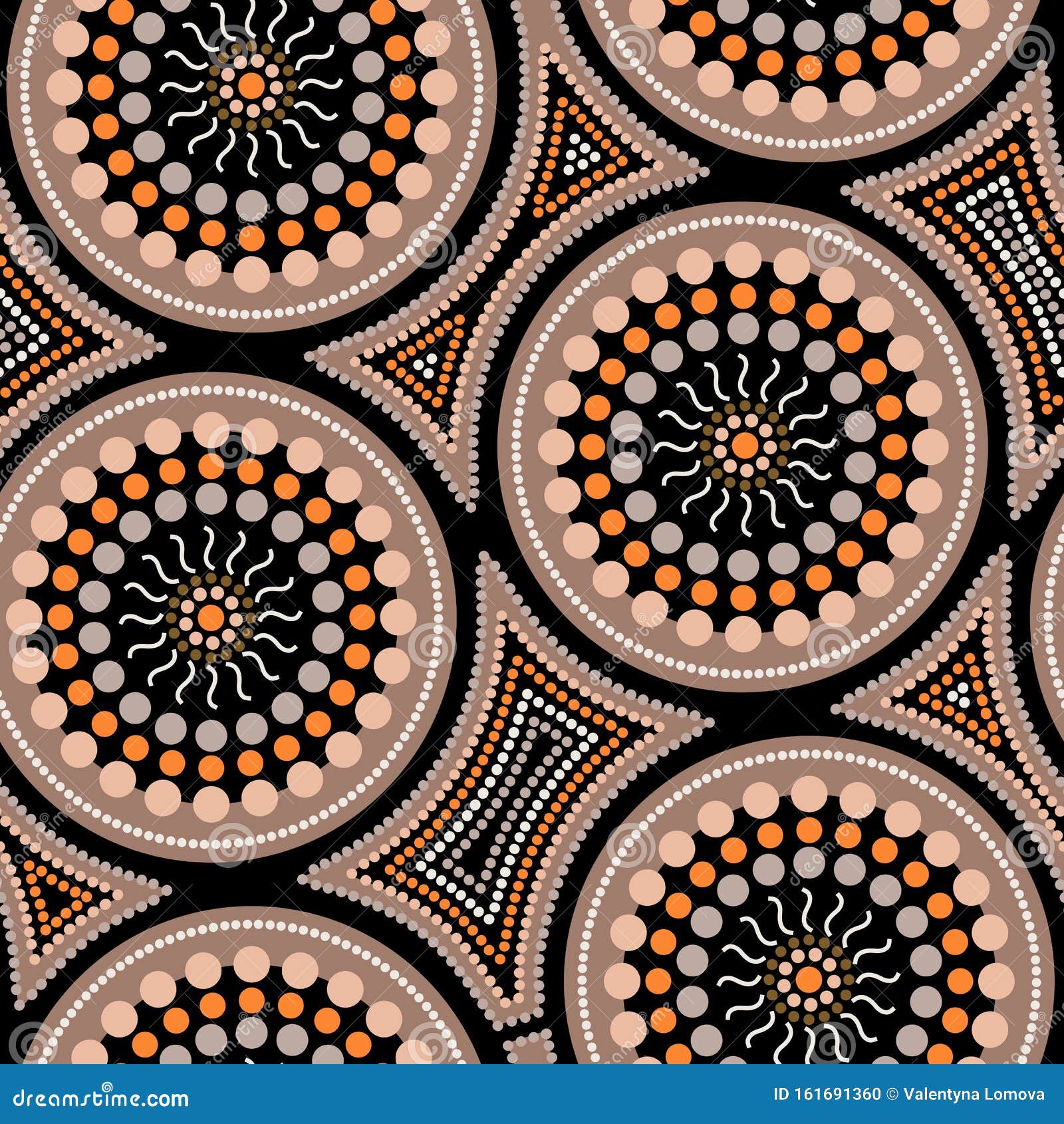 Australian Aboriginal Seamless Vector Pattern with Dotted Circles and ...