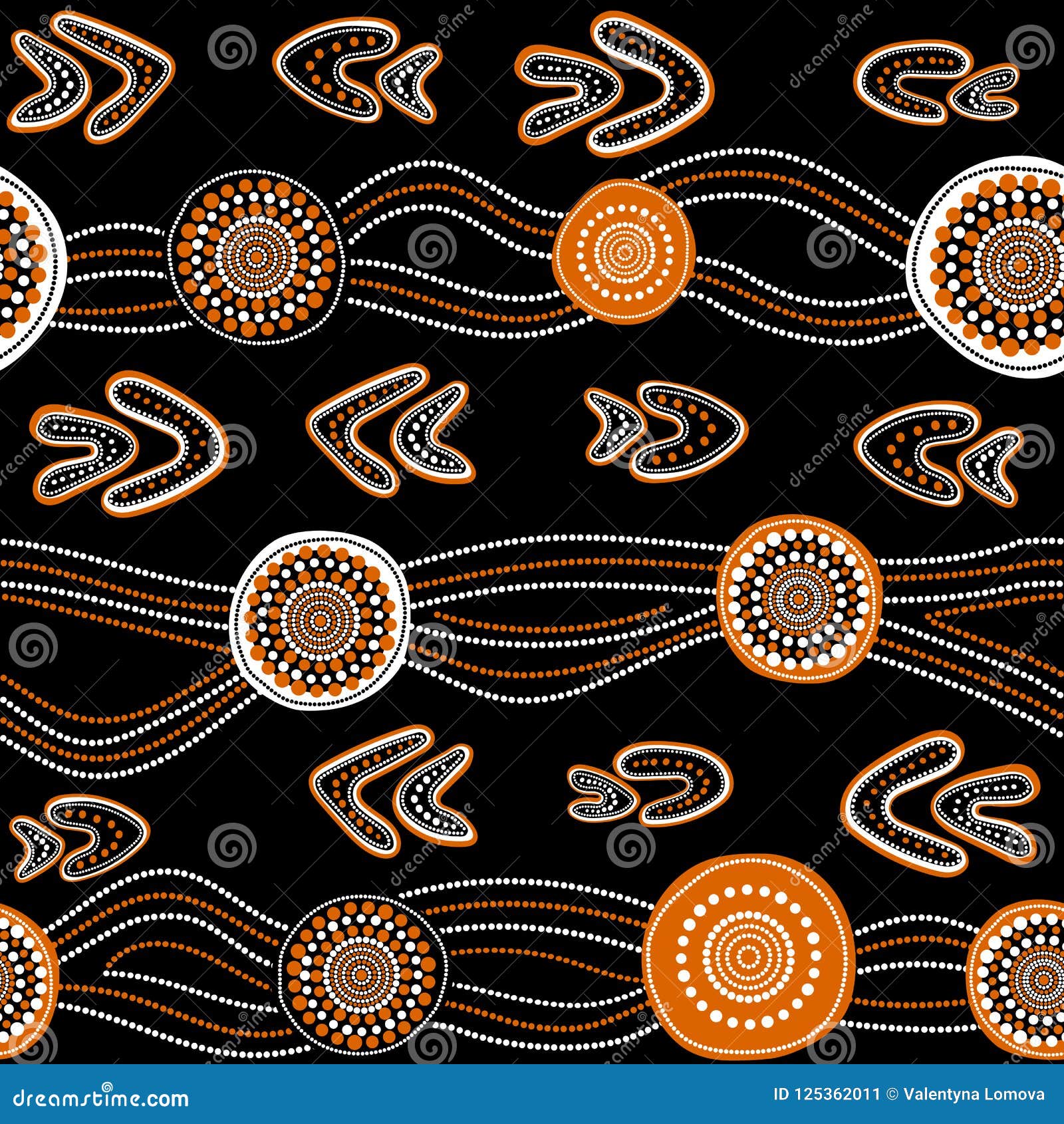 Australian Aboriginal Seamless Vector Pattern with Dotted Circles ...