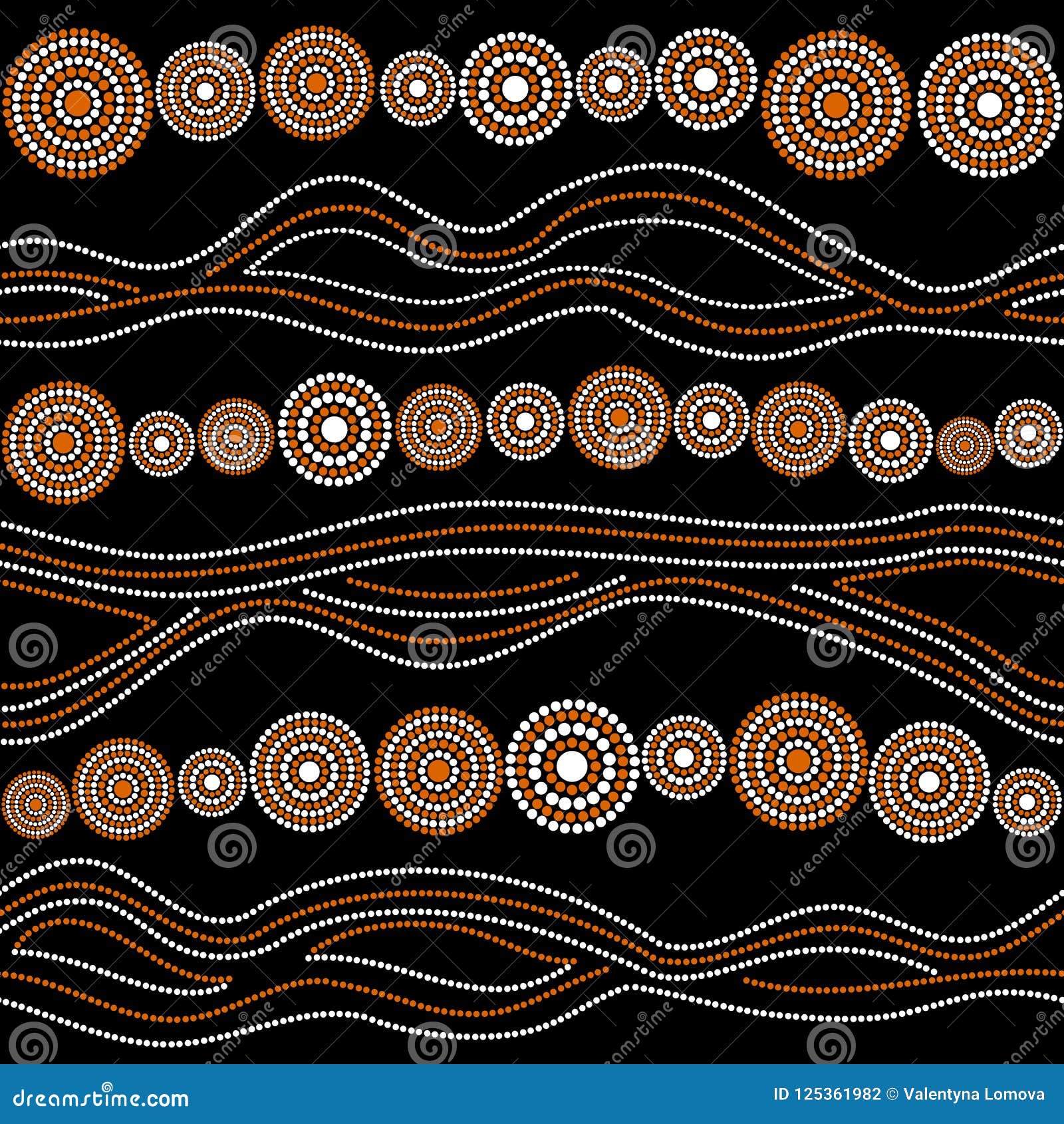 Australian Aboriginal Seamless Vector Pattern with Dotted Circles ...